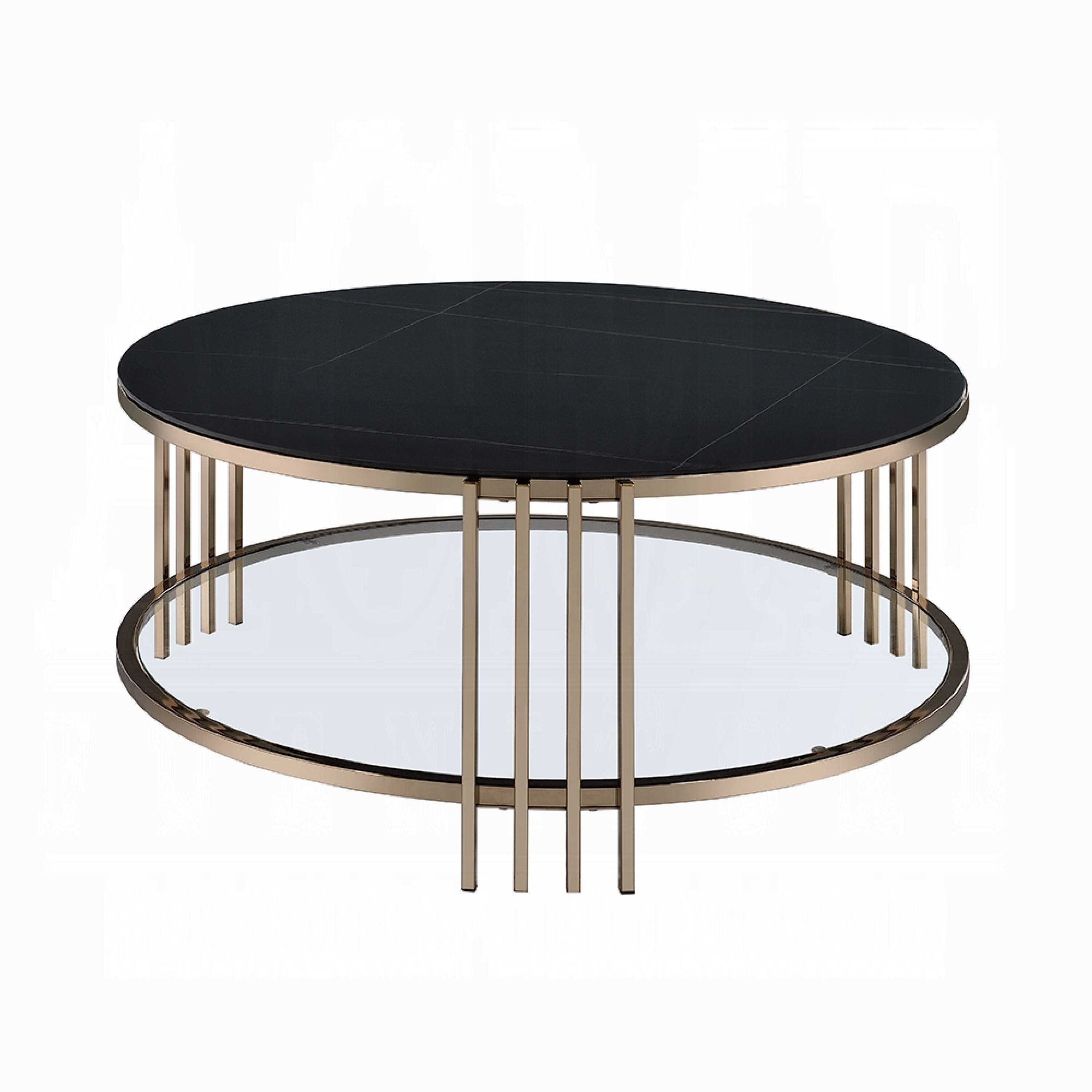 Manhattan Lane Abio Coffee Table, 35 Inch, Round Sintered Stone Top ...