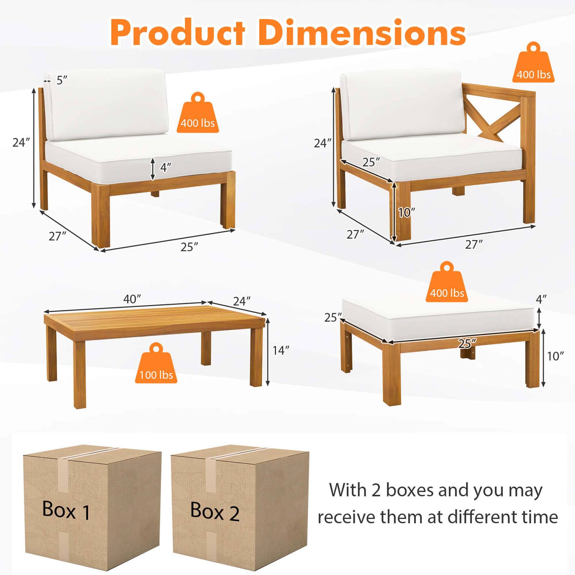 Gymax Set of 5 Conversation Furniture Set w/ 3 Chairs 1 Ottoman & 1 ...