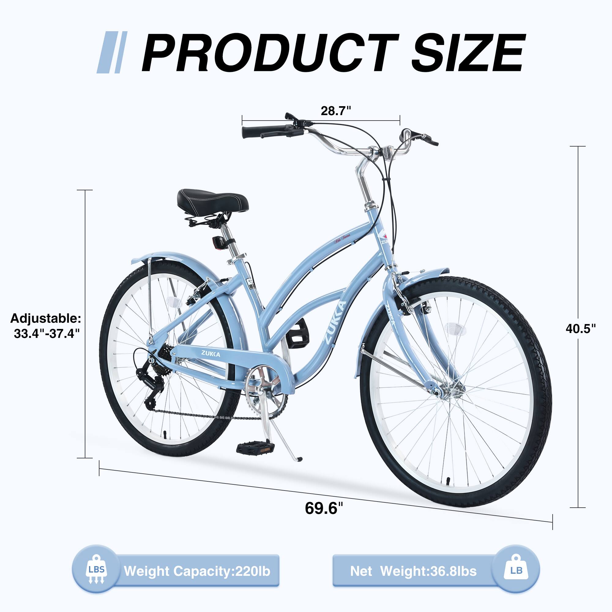 Aukfa 26 Inch Cruiser Bike 7 Speed, Easy Installation, Steel Frame ...