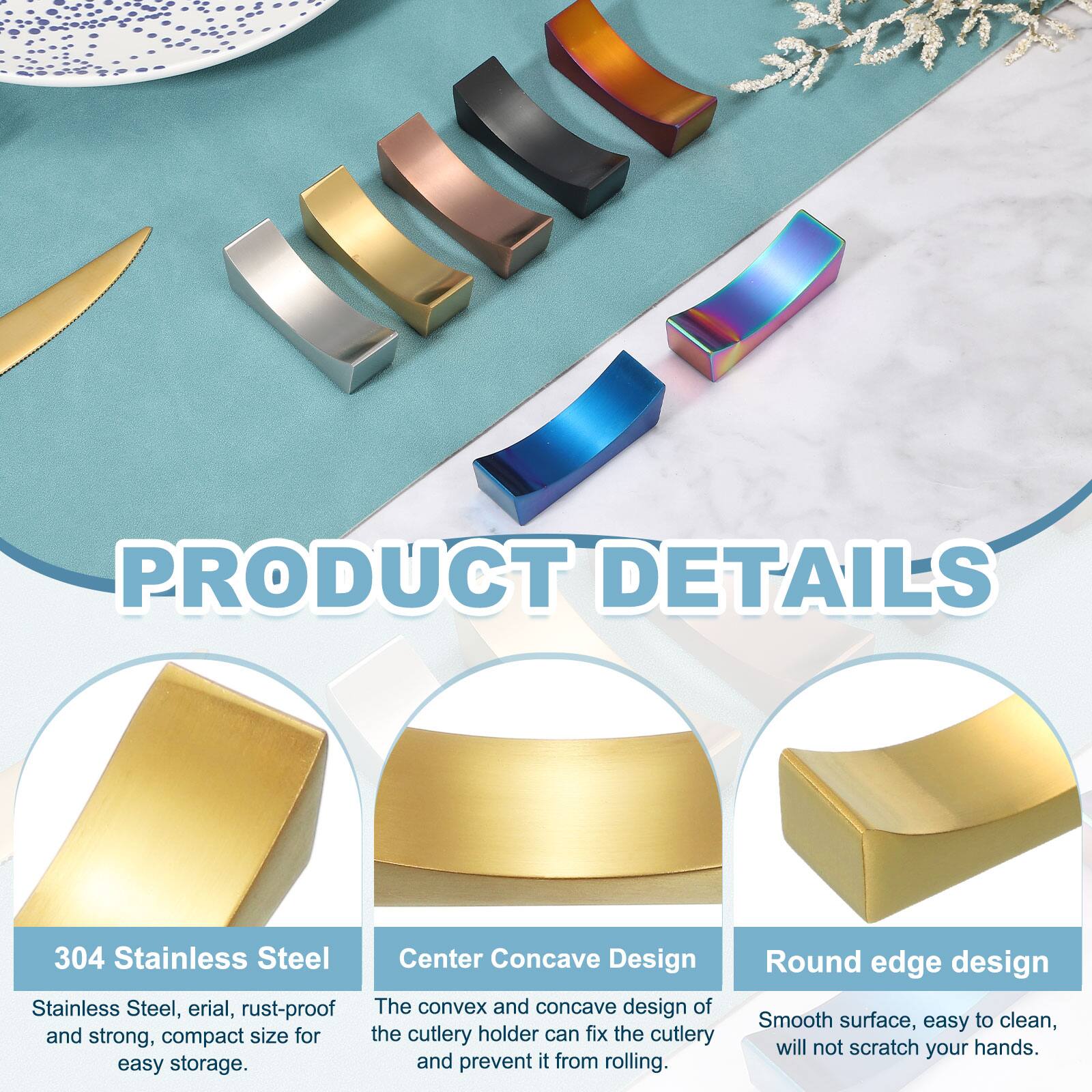 Unique Bargains 2pcs Stainless Steel Chopstick Rest 2.32x0.7x0.74 Inch ...