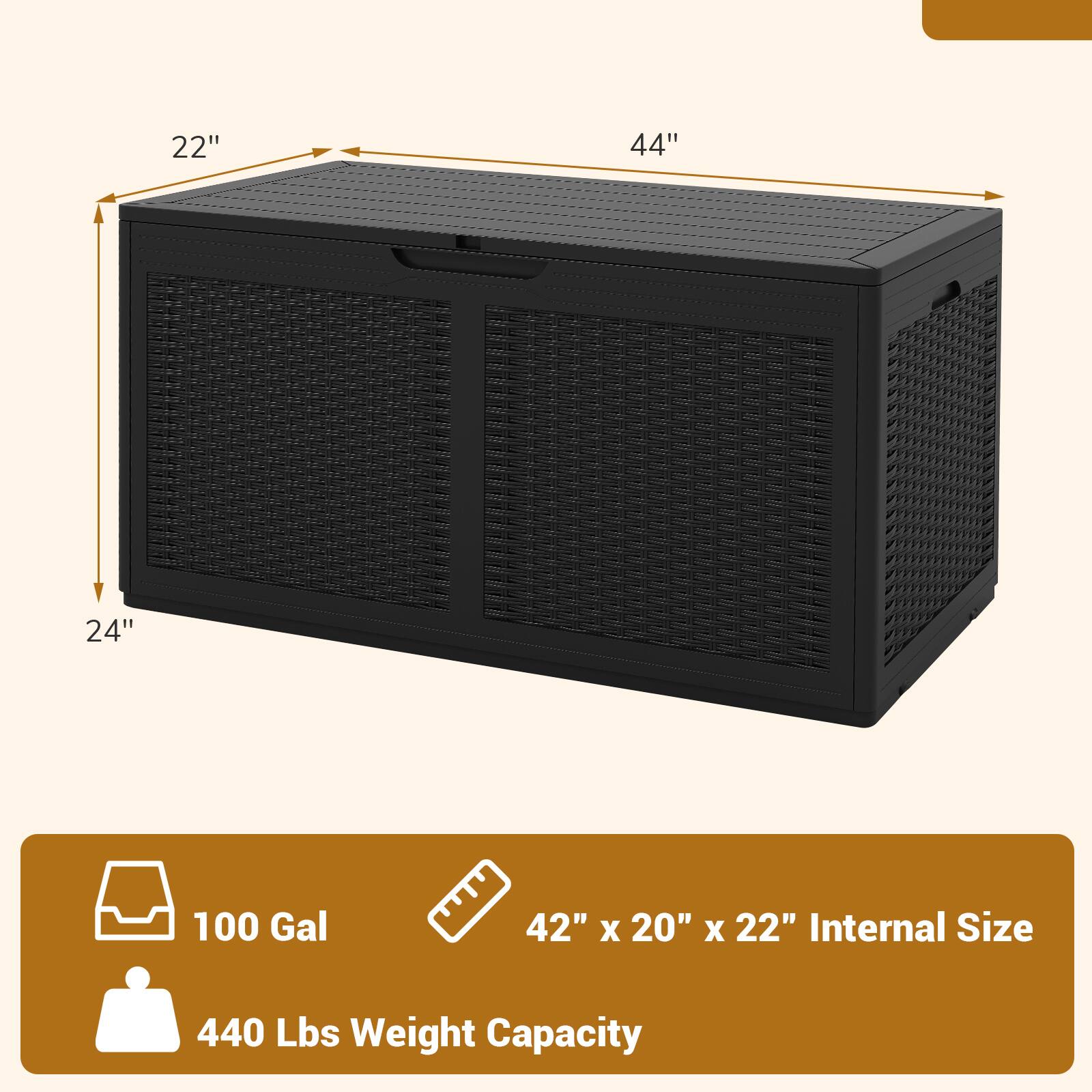 Costway 100 Gal Outdoor Storage Box Lockable Patio Bin & Bench for ...