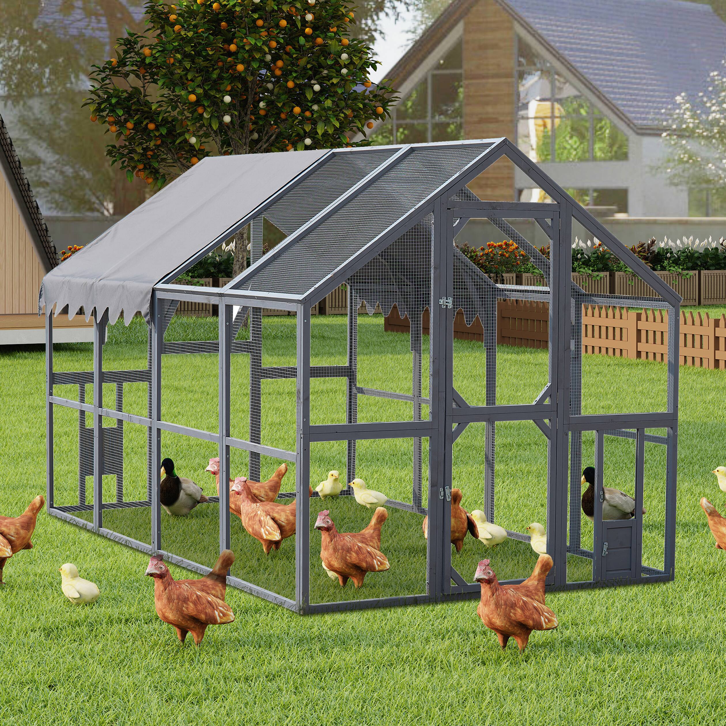 TinyHomie 110 Grey Outdoor Chicken Coop Enclosure Kitten Playpen ...