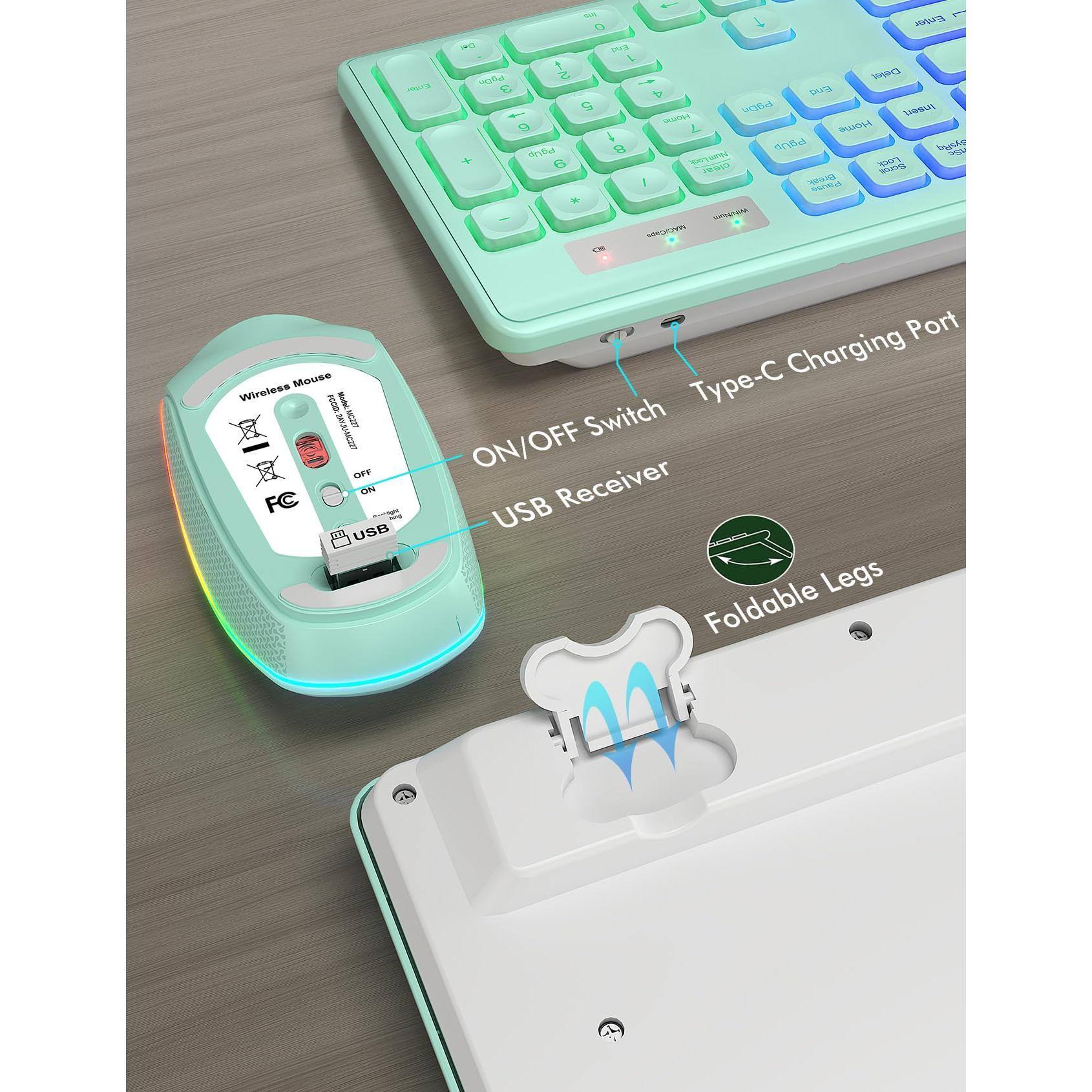 Earthley Blooms Wireless And Mouse Combo Rgb Backlit Rechargeable ...