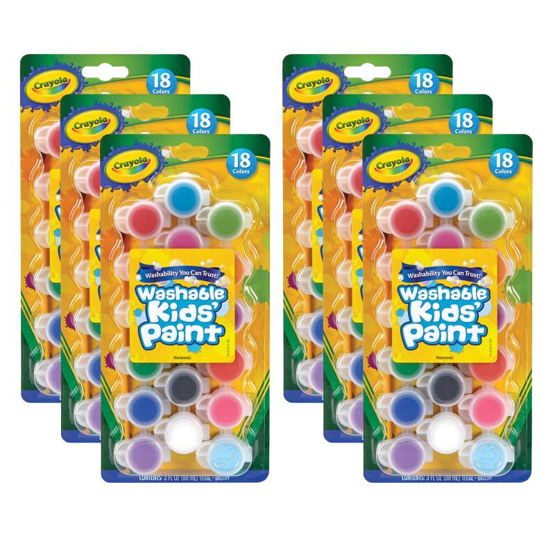 Crayola Washable Kids Paint Set and Paintbrush 18 Count 6 Sets ...