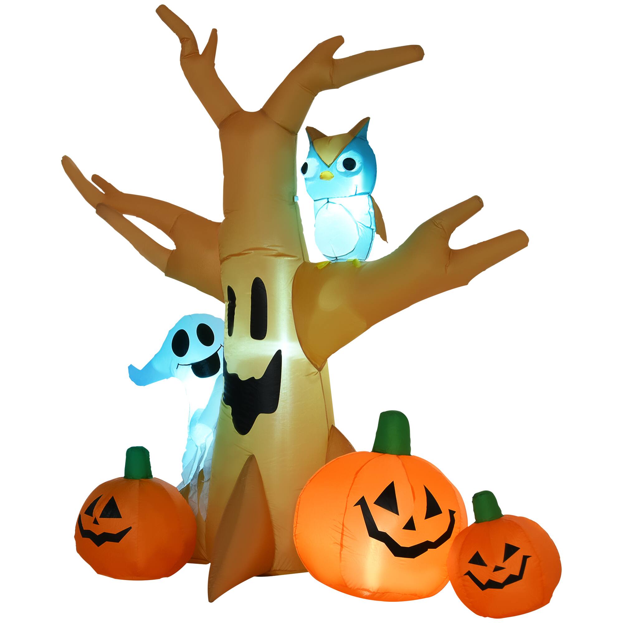 Ecooso 7.5FT Halloween Inflatable Tree with Ghost, Owl, and Pumpkins for Outdoor Yard Decoration ...