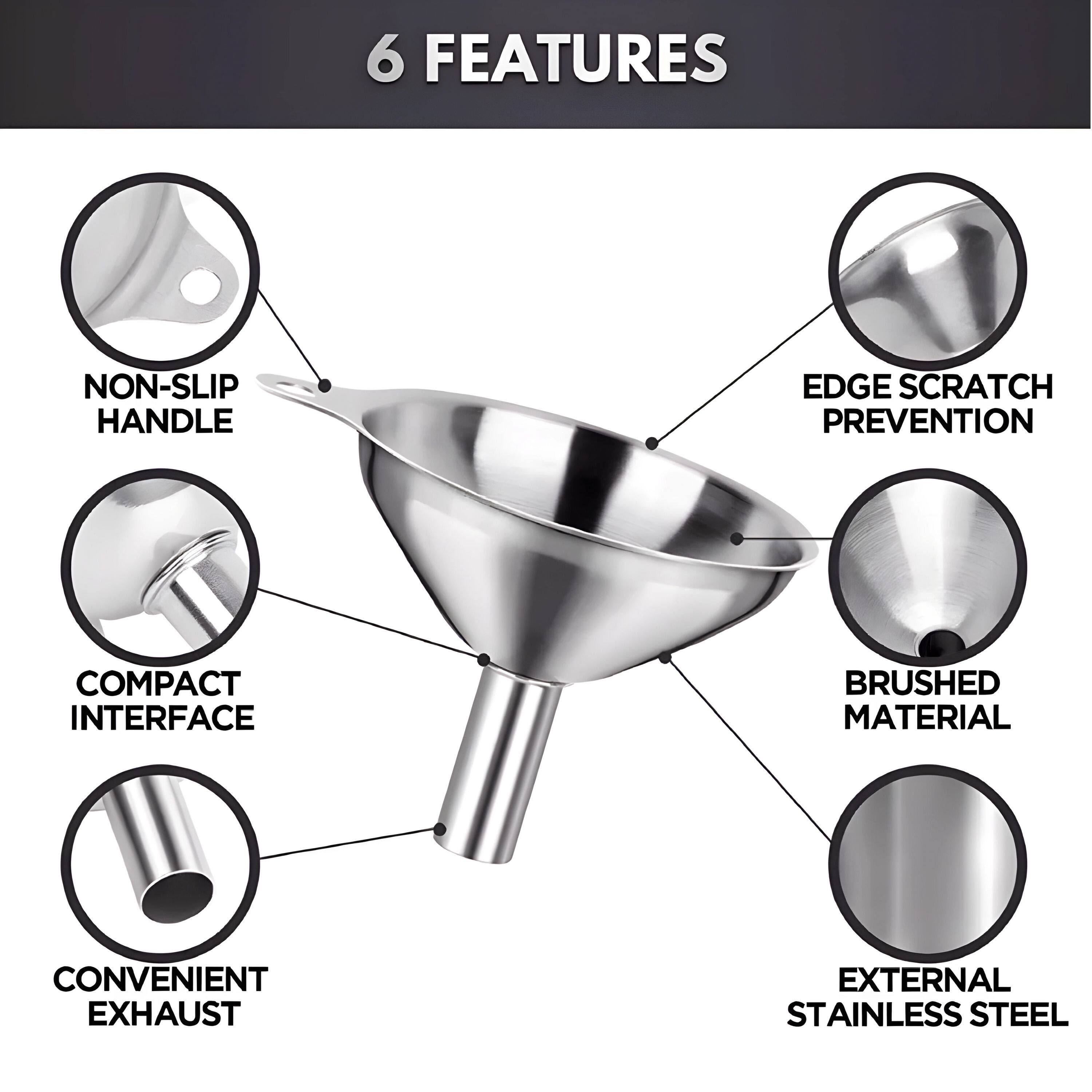 Kitcheniva 3 Stainless Steel Kitchen Funnel Set With 2 Brushes Silver A0380 - Best Buy