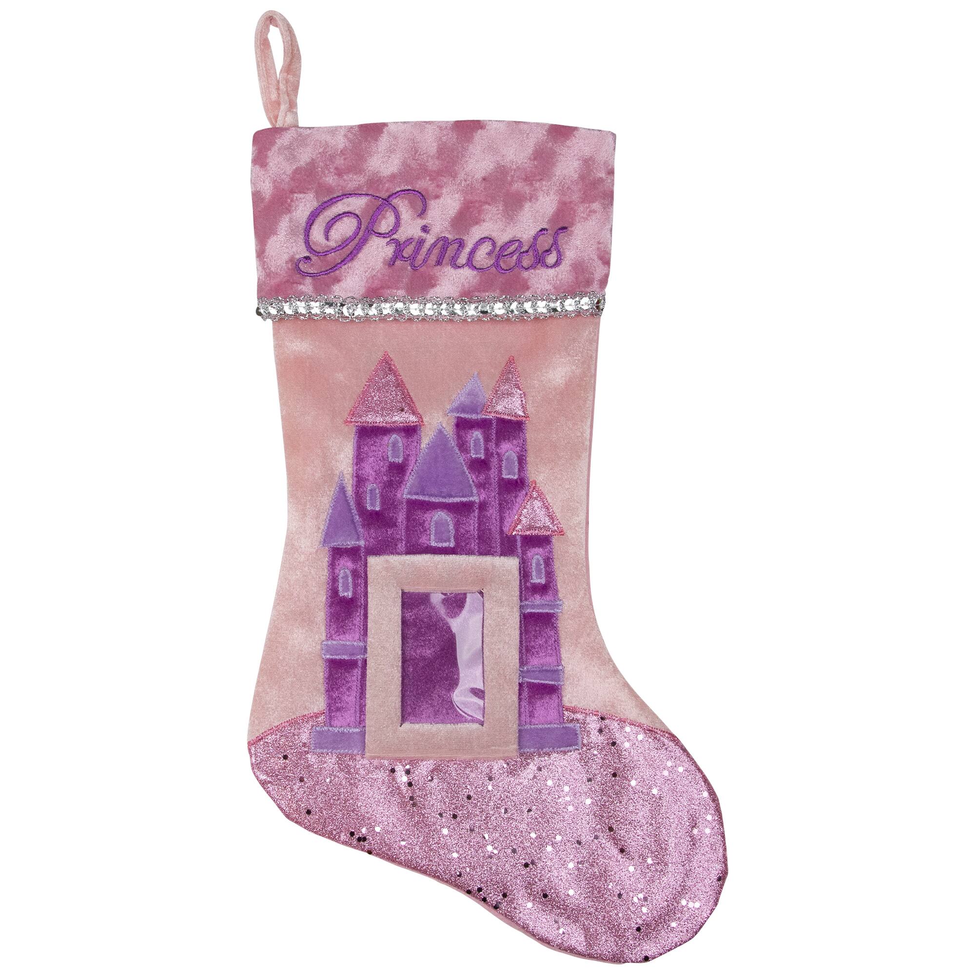 Northlight 20" and Purple Glitter Princess Christmas Stocking Pink ...
