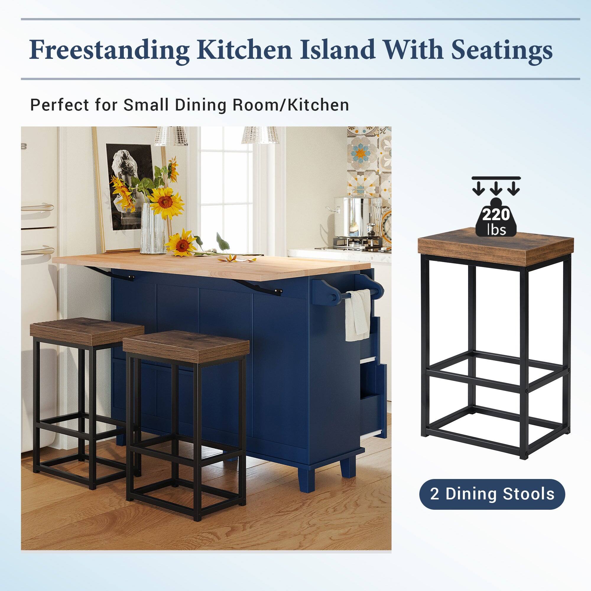 Boyel Living Multifunctional Farmhouse Kitchen Island Set with Storage ...