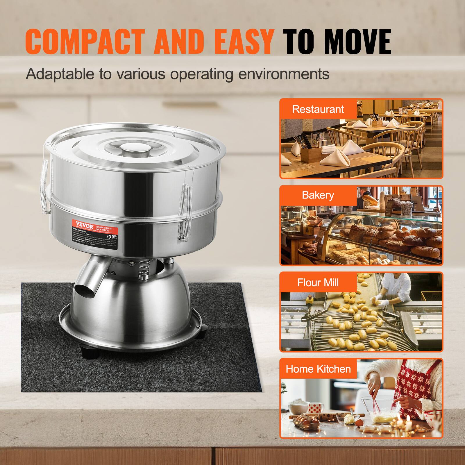 VEVOR Automatic Electric Vibrating Sieve, Stainless Steel Sifter Shaker ...