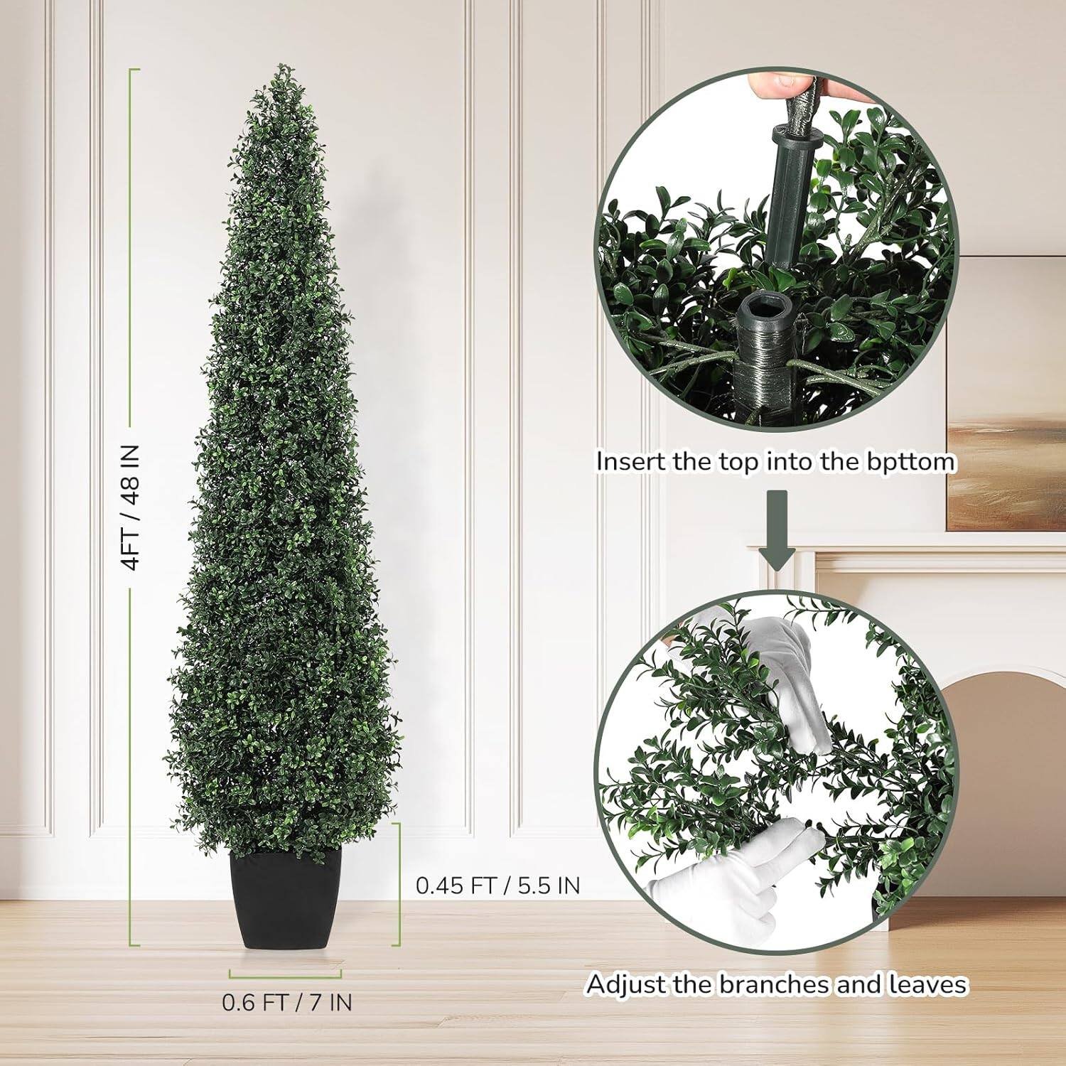 Maxxis Merch Artificial Boxwood Topiary Trees 4FT Faux Outdoor Plants ...