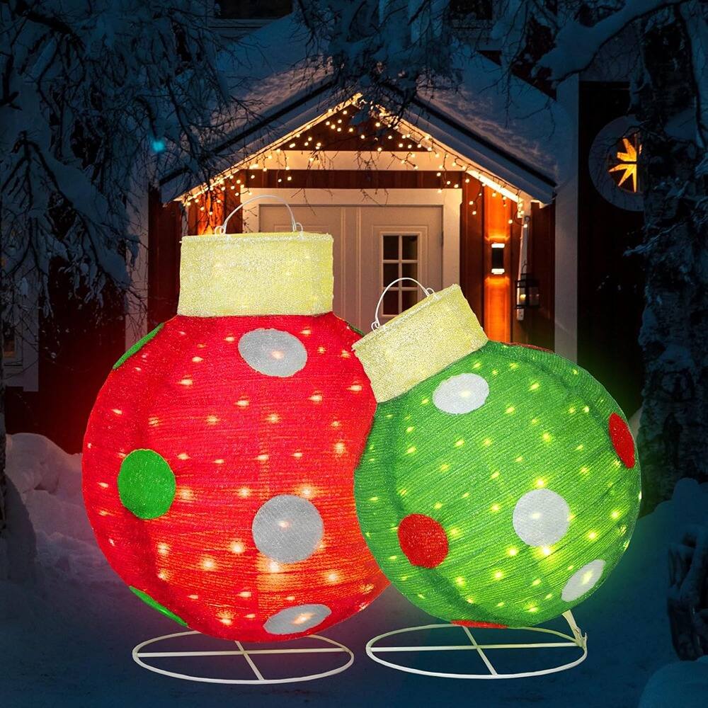 Schertz 2 Pack Large Pop Up Lighted Christmas Balls with 200 LEDs – Red ...