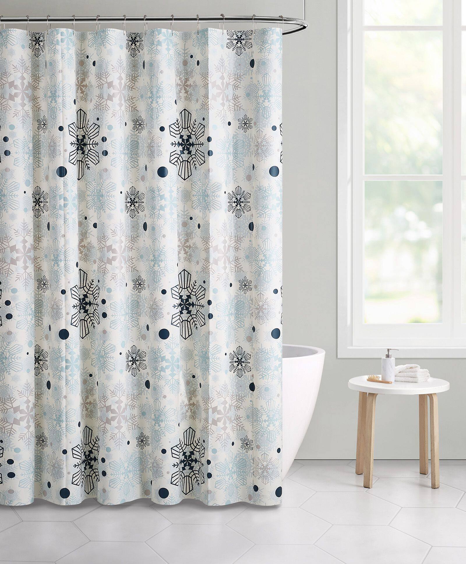 Kate Aurora Holiday Living Winter Snowflakes Fabric Shower Curtain ...