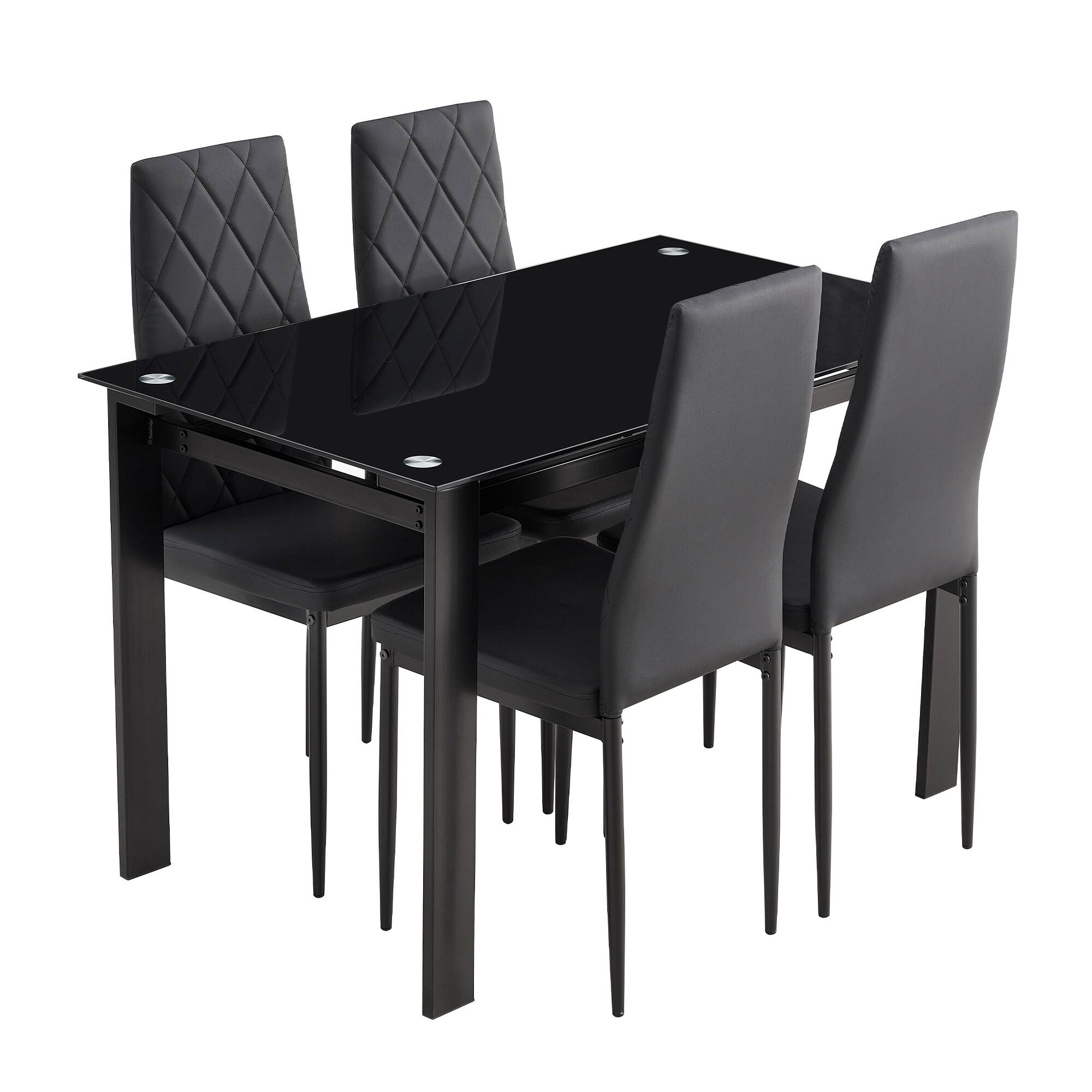 TinyHomie 5 piece dining table set dining table and chair Black SF-J ...