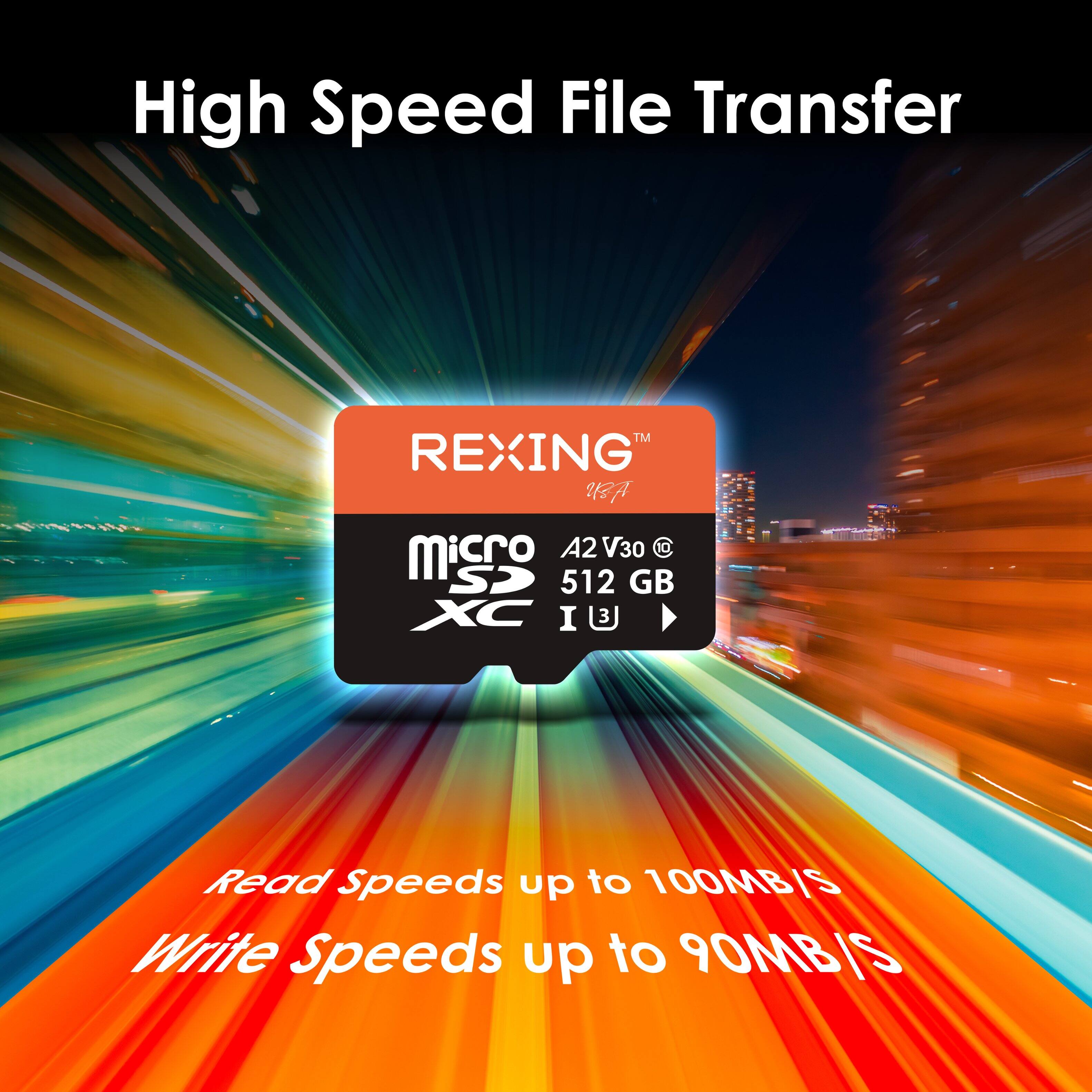 Rexing 512GB MicroSDXC UHS 3 Full HD Video High Speed Transfer ...