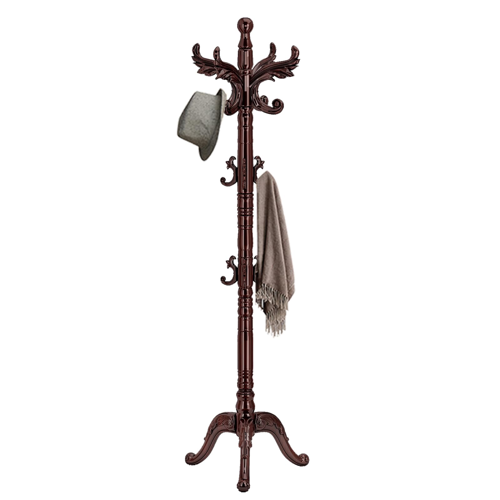 HM 1810 Wooden Coat Rack Stand Sturdy Triangle Base Birch Wood Racks ...