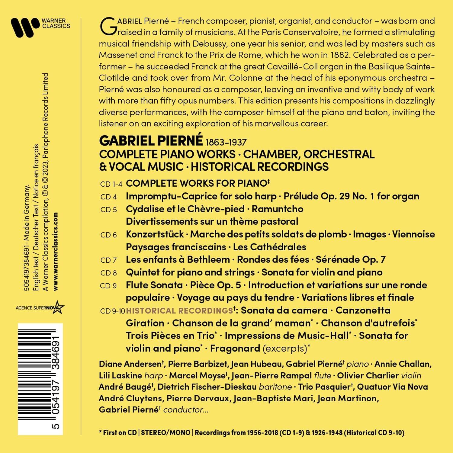 Gabriel Pierne Gabriel Pierne: Complete Piano Works, Chamber Orchestral ...