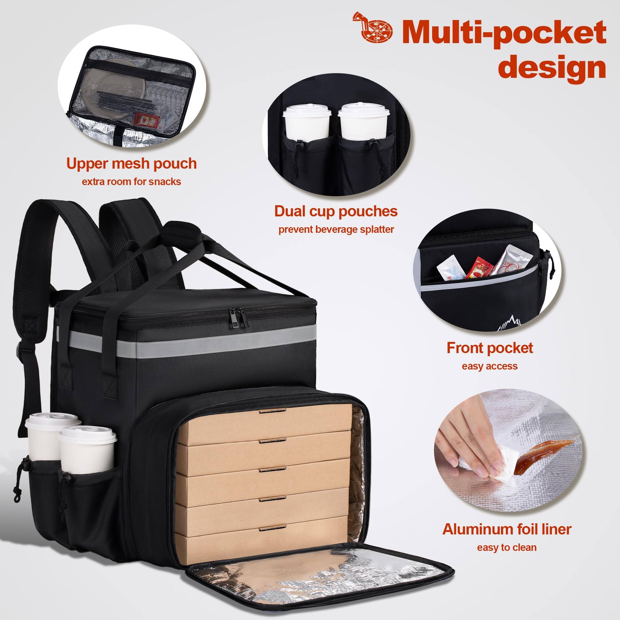 Live At Space Food Delivery Backpack Insulated Bags For Takeout Bike Large Pizza Bag Hot cold ...