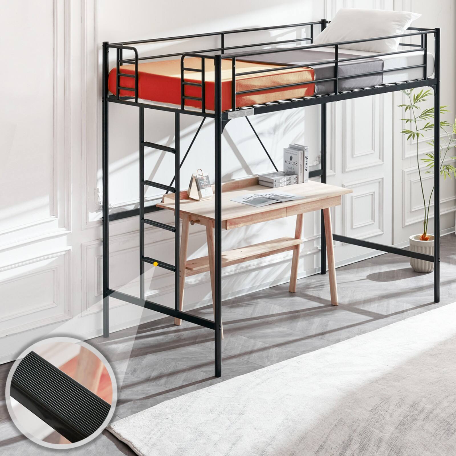 Winado Loft Bed Twin Size with Flat Ladder Rung for Kids Teens Adults ...