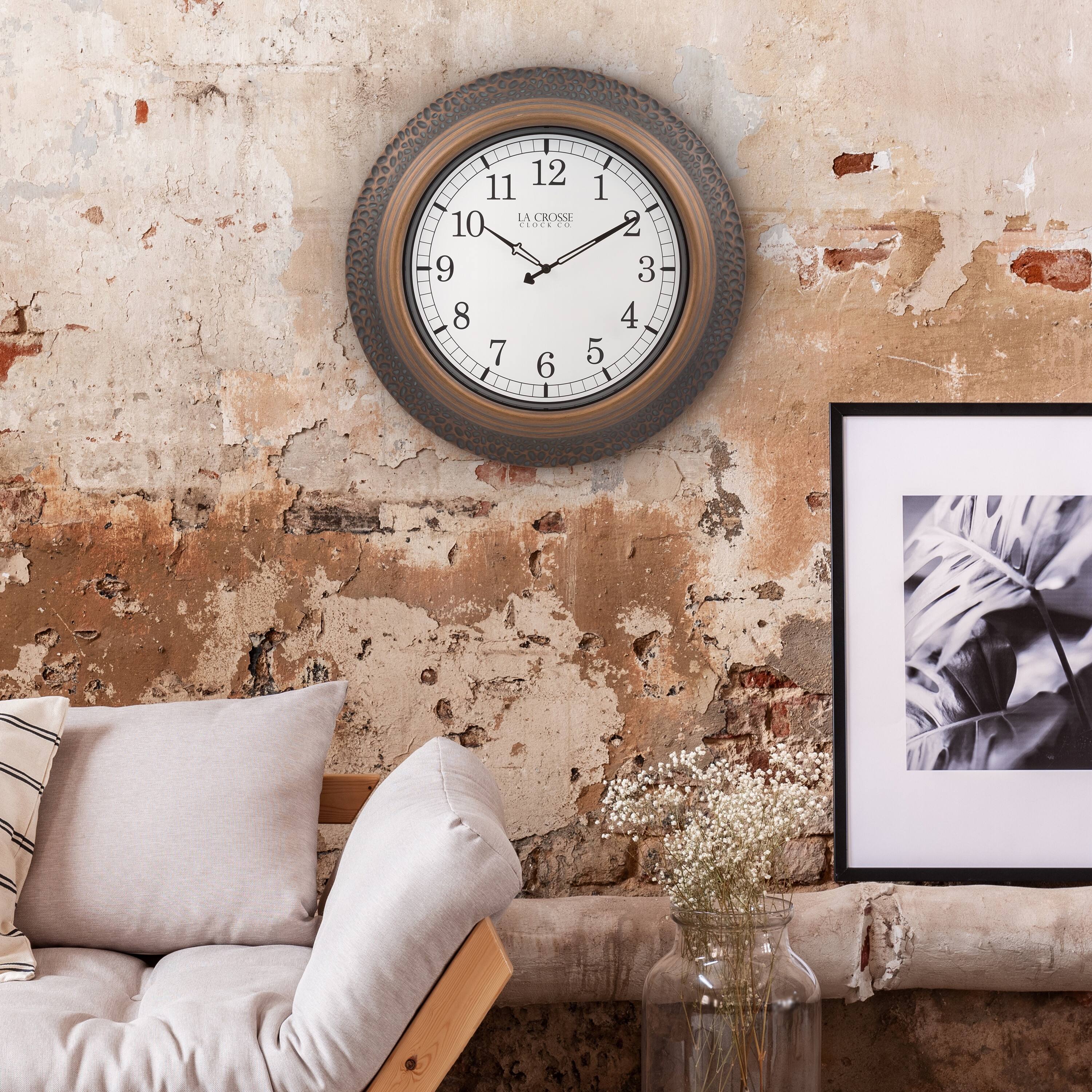 La Crosse Clock Co. 21 inch Indoor/Outdoor Marcella Quartz Analog Metal ...