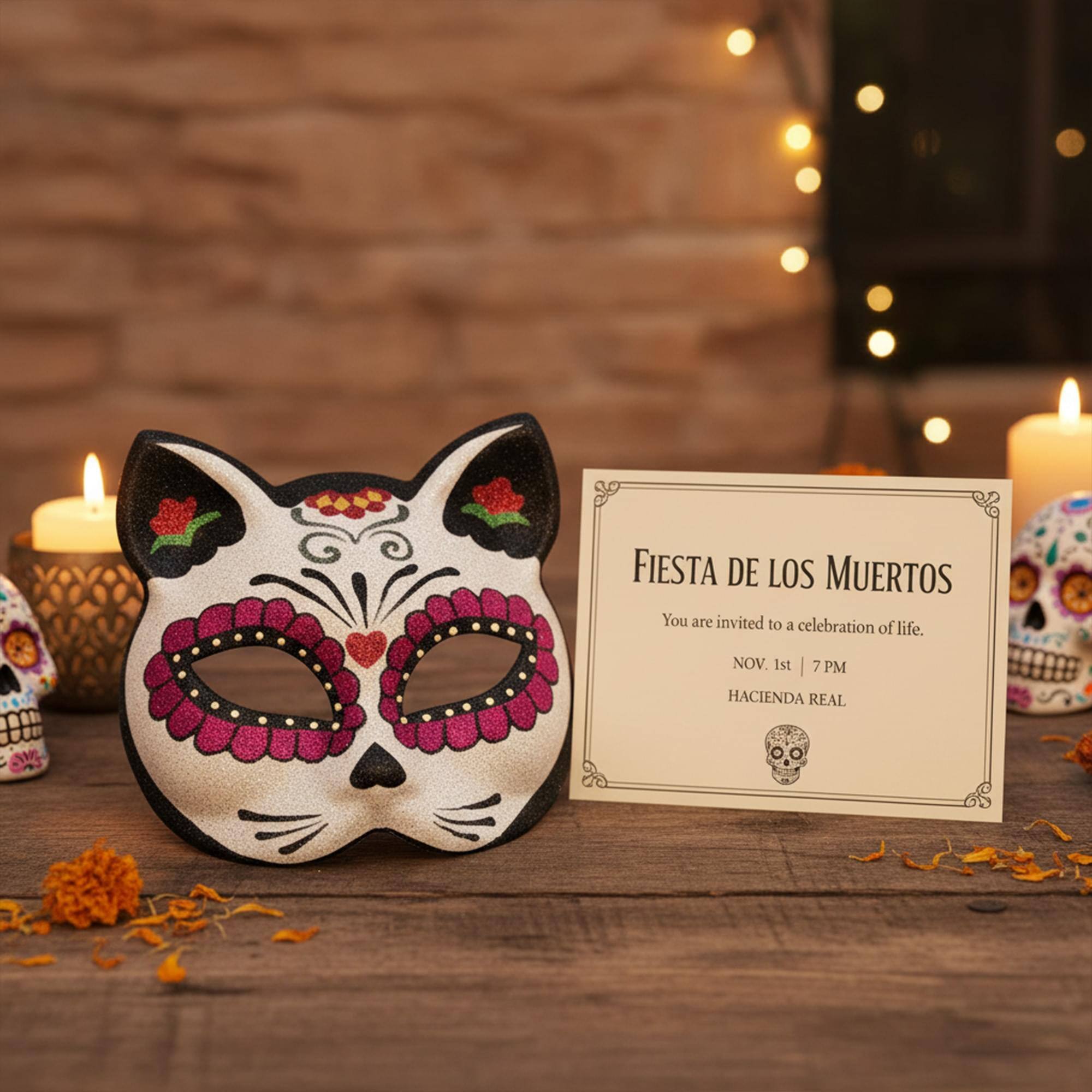 Smiffys Sugar Skull Cat Eye Mask Costume Accessory Multi Colored 1377 ...