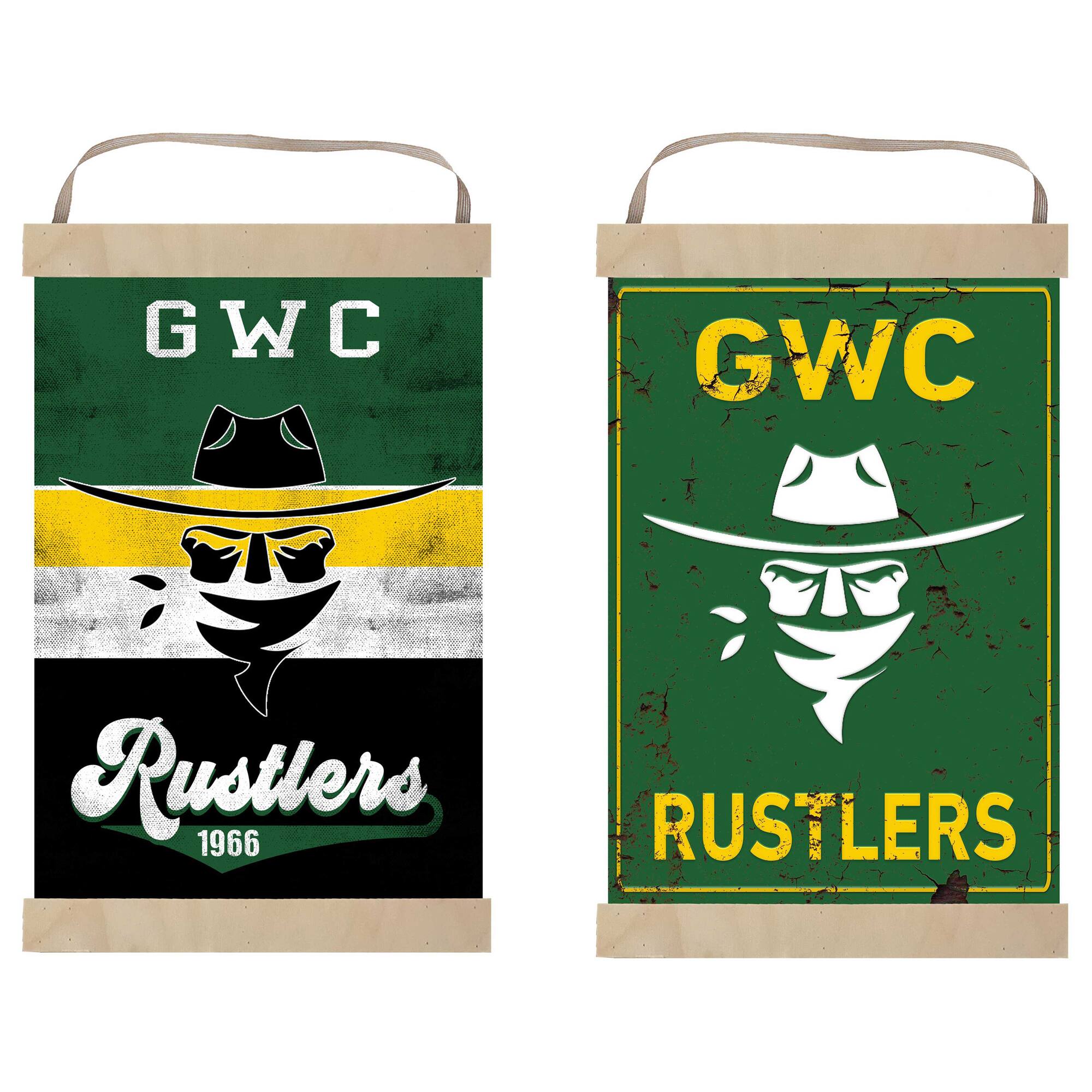 Jardine Golden West College 12'' x 20'' Retro Logo Banner Sign Green ...