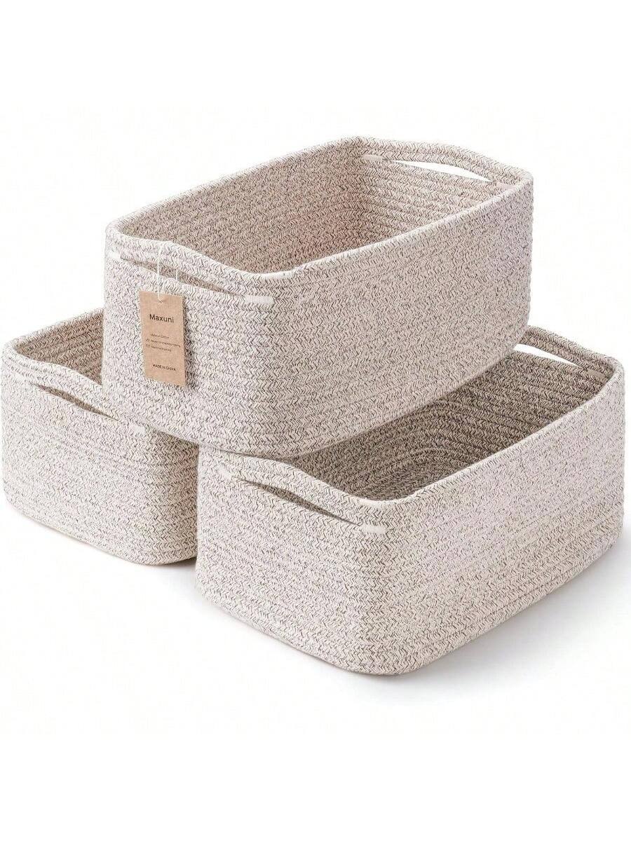Live At Space 3 Pack Small Storage Baskets Organizing Woven Shelf ...