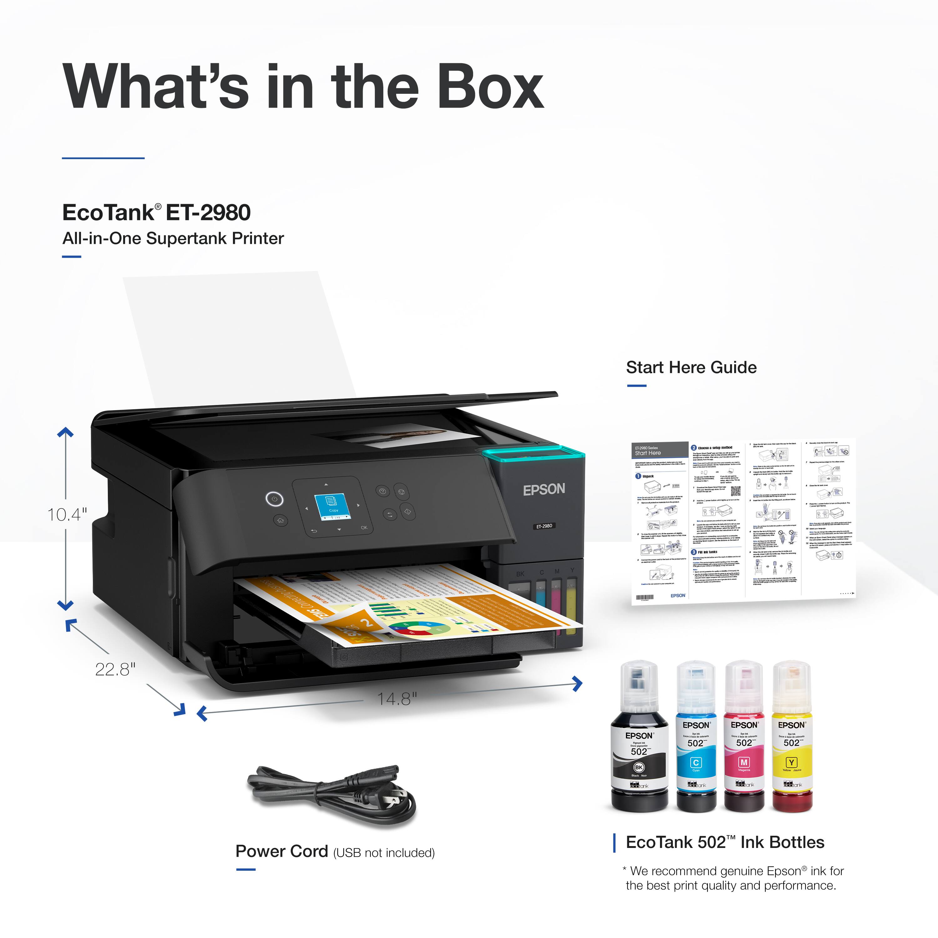 Epson EcoTank ET 2980 Wireless All in One Color Supertank Inkjet Printer Black C11CL41201 - Best Buy