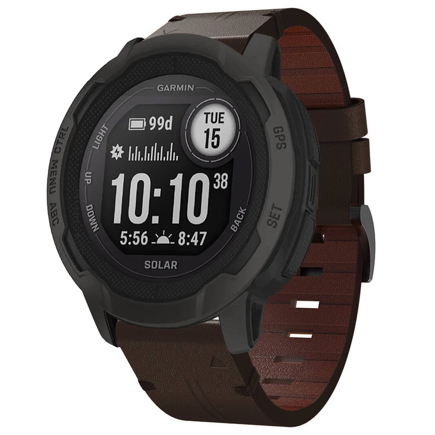 StrapsCo Italian Leather Strap QuickFit 22 Watch Band For Garmin ...