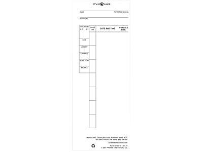 Pyramid Time Systems Pyramid Time Cards for 4000/4000HD/5000+/5000+HD ...