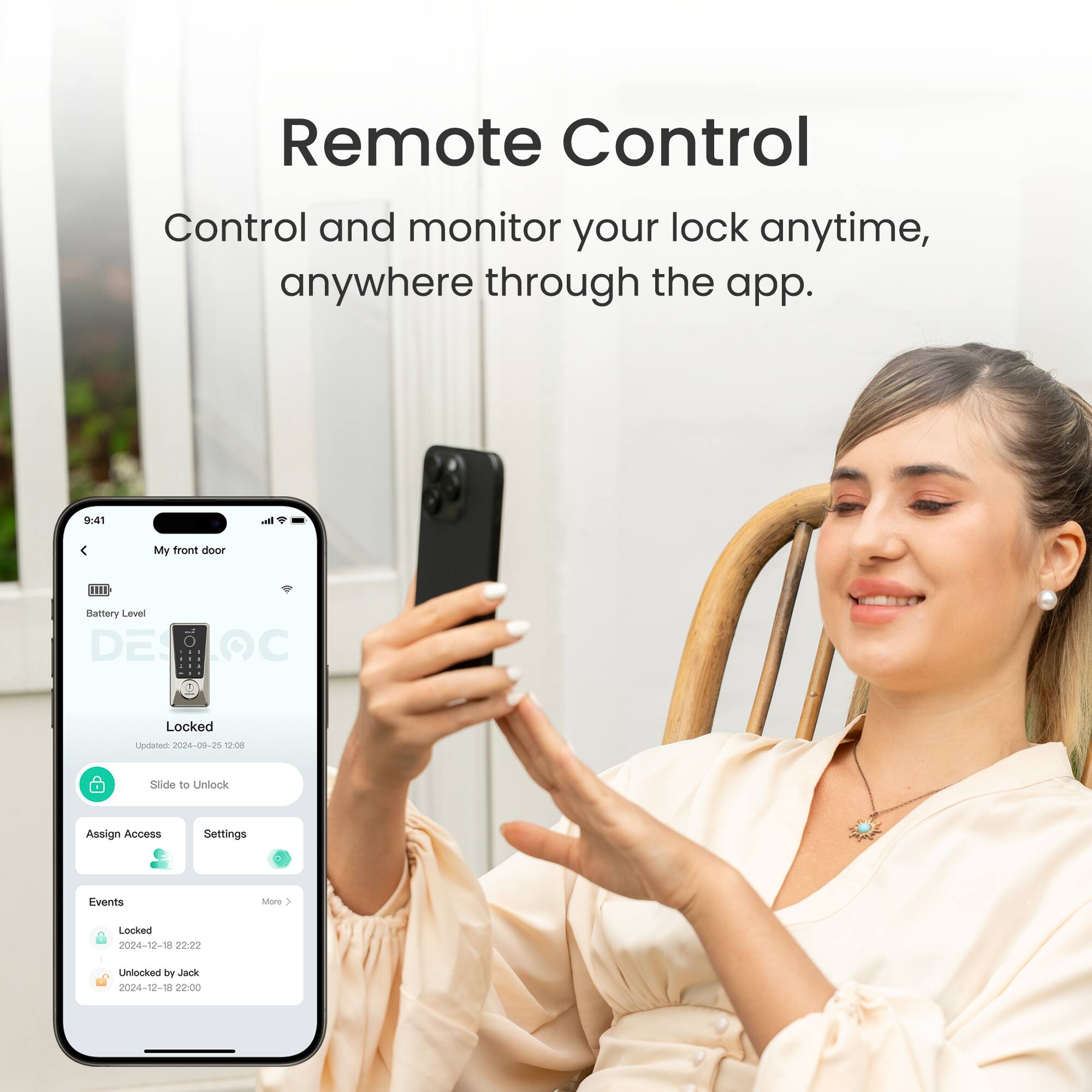DESLOC D210 WiFi Fingerprint Smart Front Door Lock Touchscreen Keypad ...
