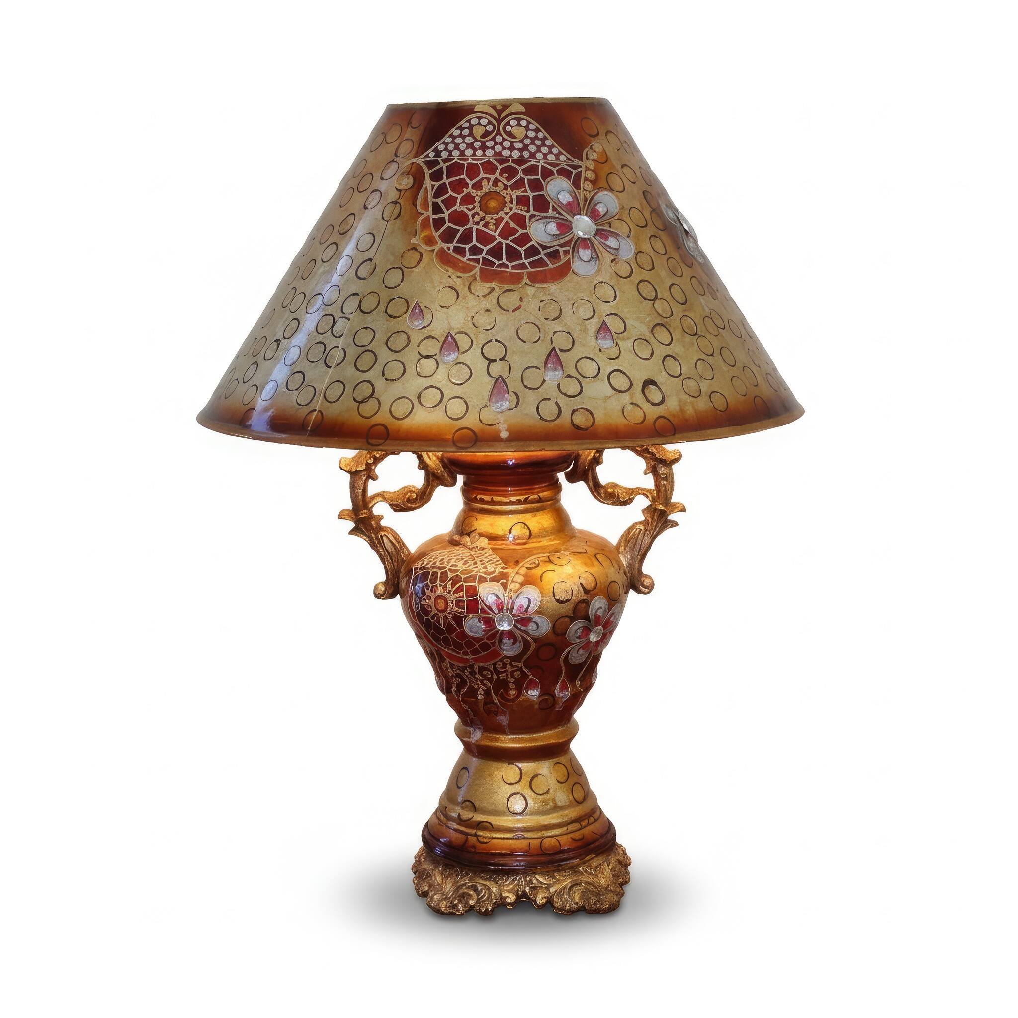 FC Design 28"H Gold & Red Ornate Floral Design Table Lamp DG-12B17-C54P ...