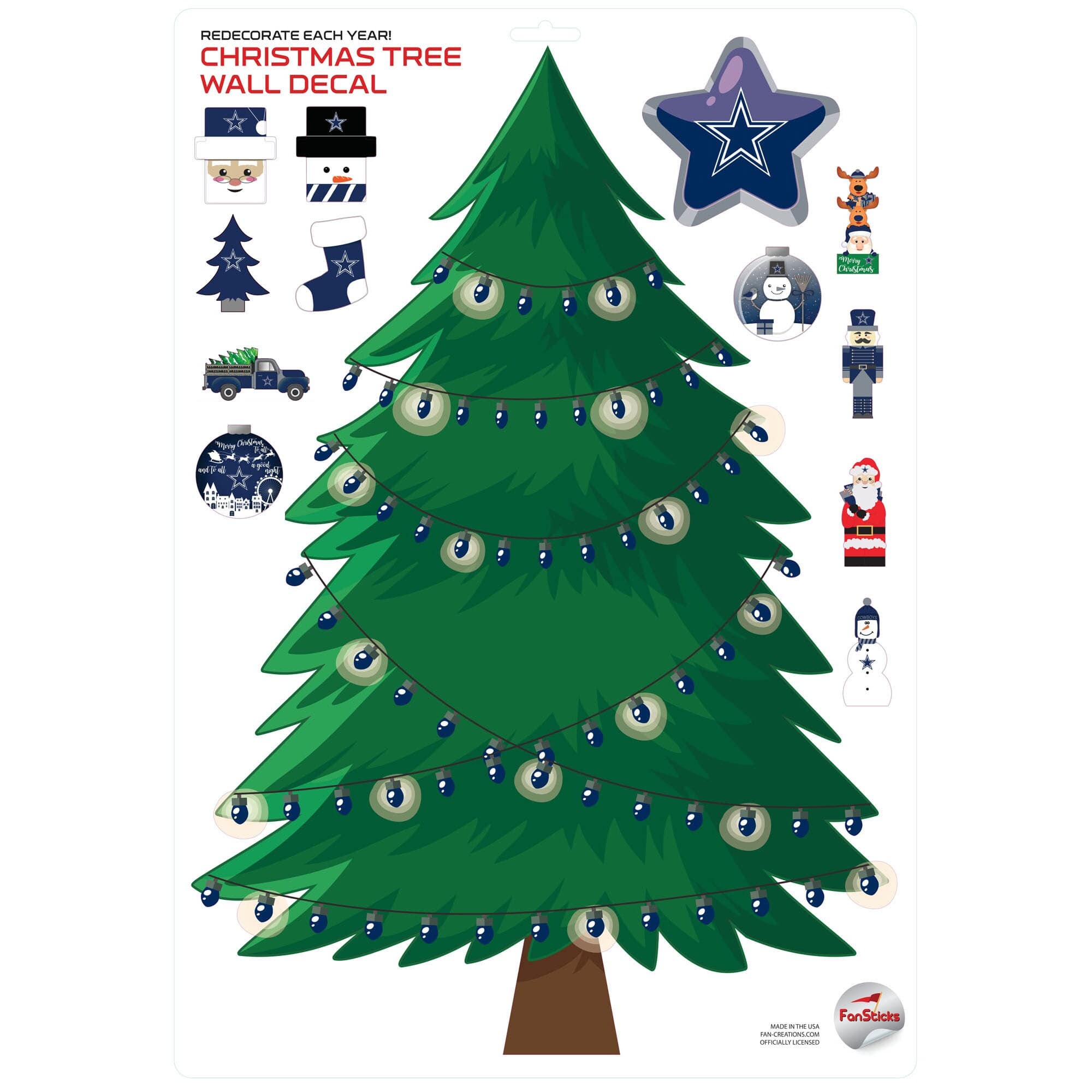 Dallas Fan Creations - Cowboys Holiday Wall Decal - Multicolor ...
