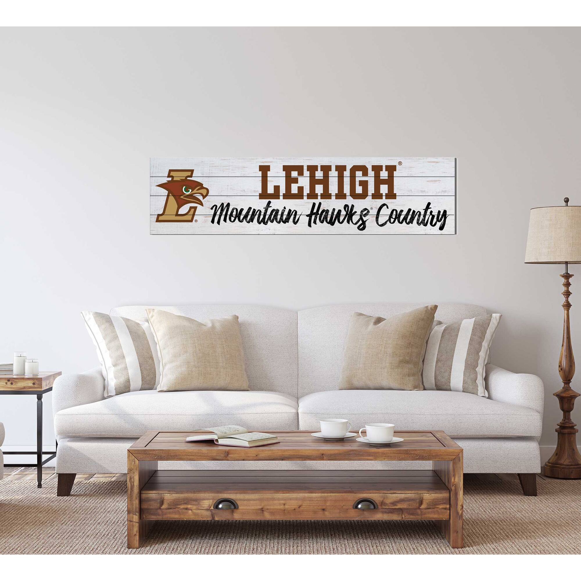 Jardine Lehigh Mountain Hawks 40'' x 10'' Logo Sign White 4953549 ...