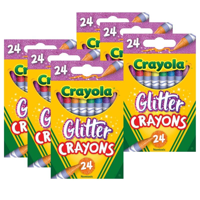 Crayola Glitter Crayons, 24 Per Pack, 6 Packs 194629068067 - Best Buy
