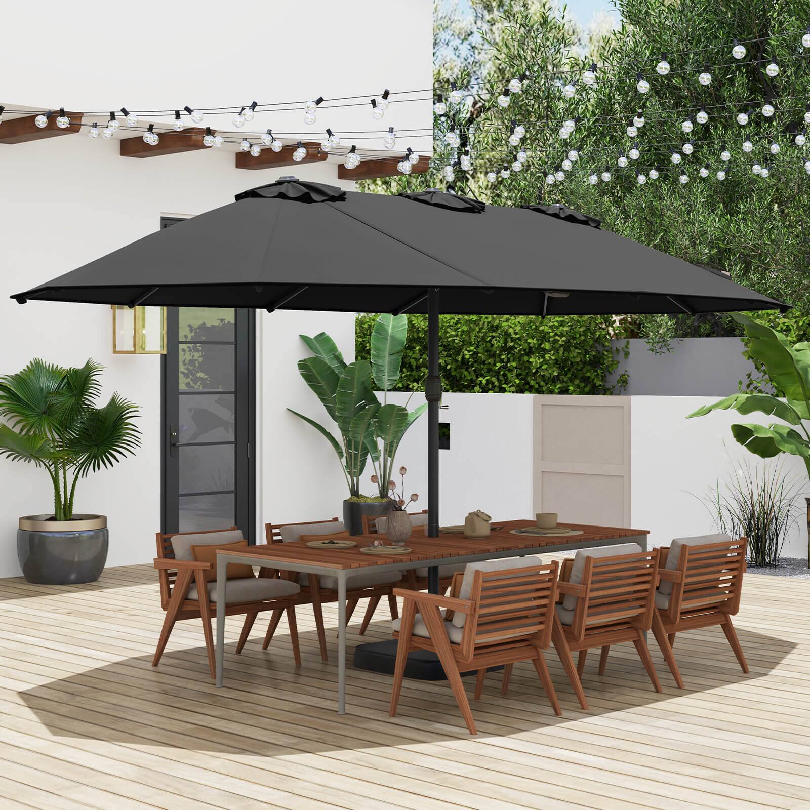 Costway 15FT Double Sided Twin Patio Umbrella Sun Shade Outdoor Crank ...