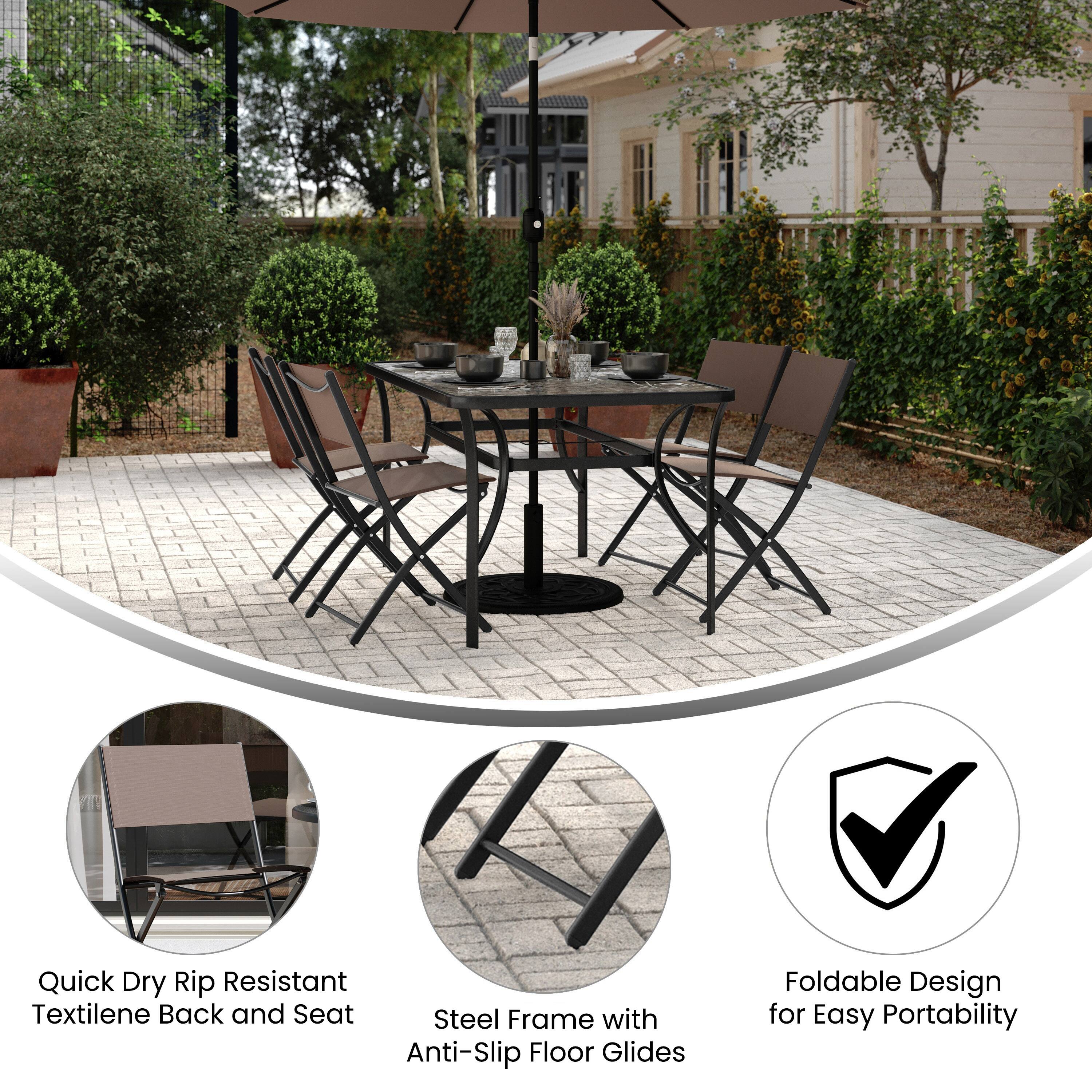 Emma + Oliver Bartlett Set of 4 Folding Chairs for Indoor/Outdoor Use ...
