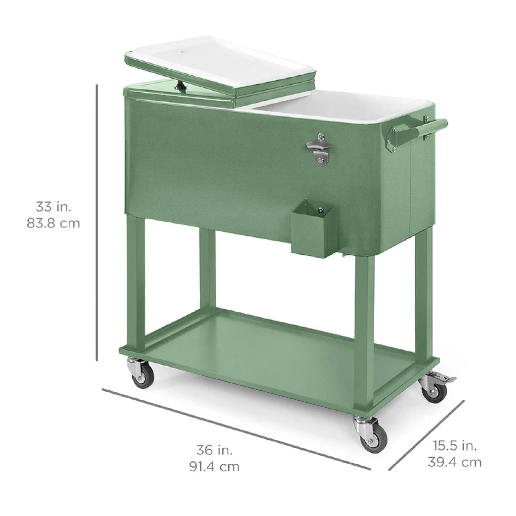 Best Choice Products 80qt Steel Rolling Cooler Cart w/ Bottle Opener ...