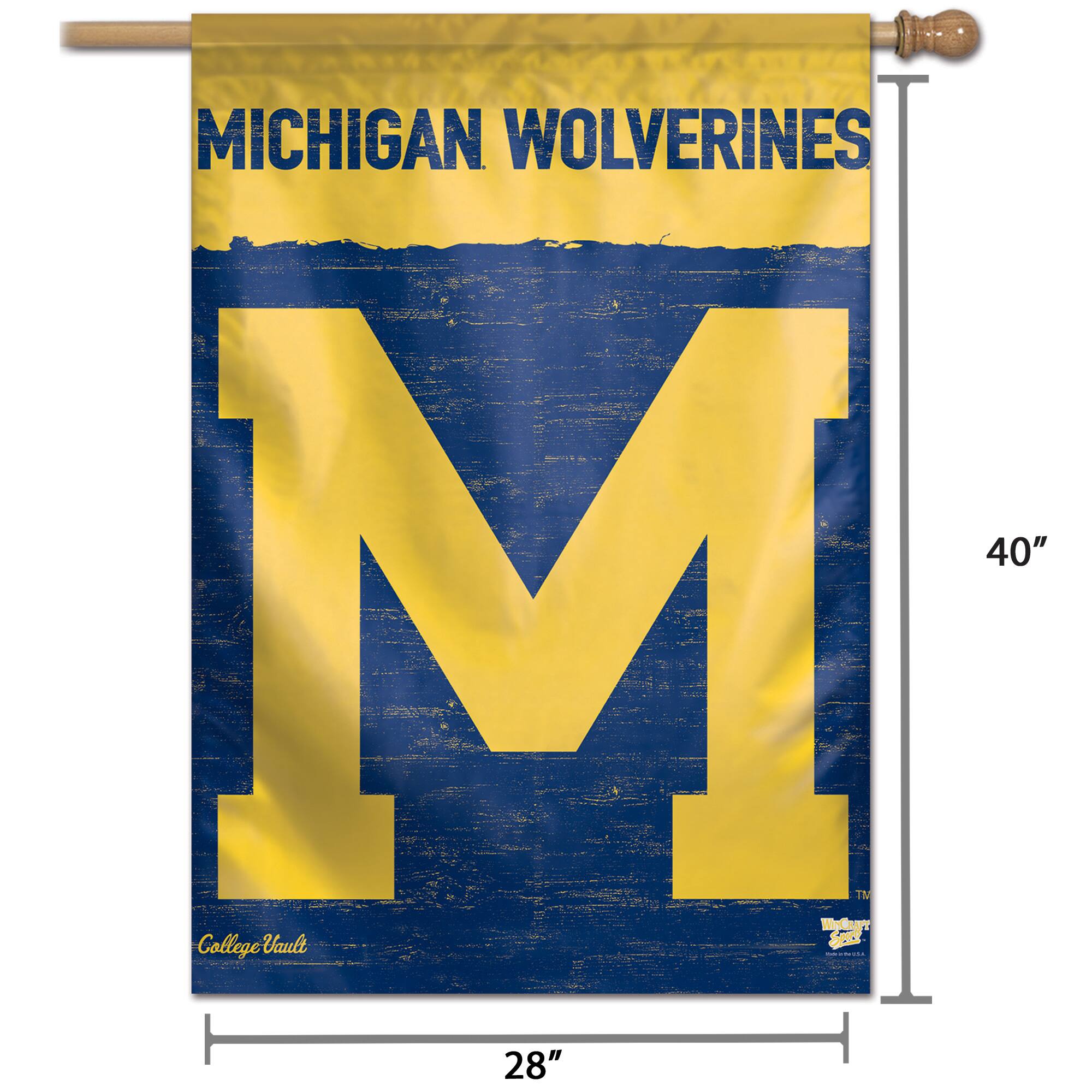 WinCraft Michigan Wolverines 28" x 40" College Vault Single Sided ...