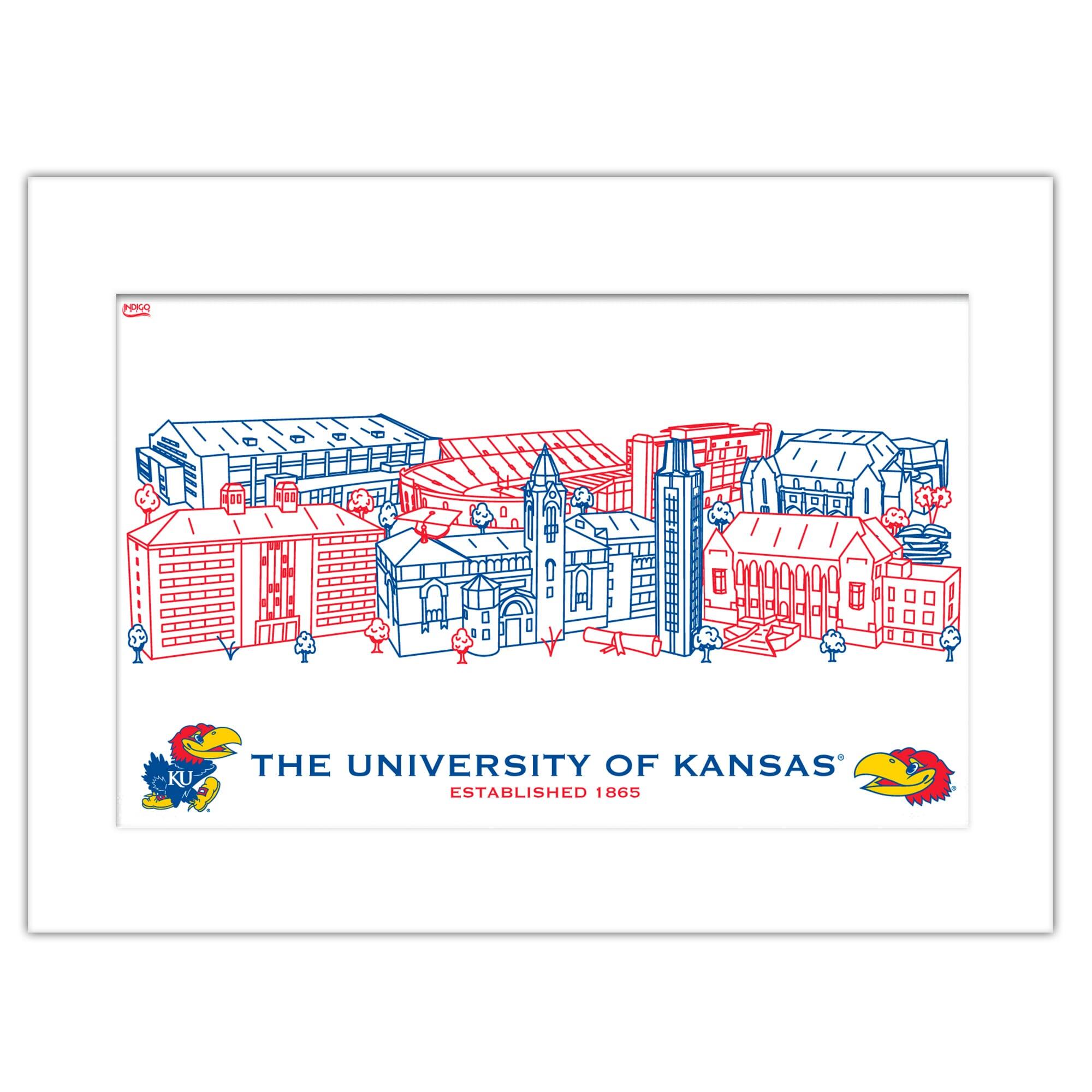 Indigo Falls Kansas Jayhawks 11" x 14" Matted Campus Wall Art Collage ...