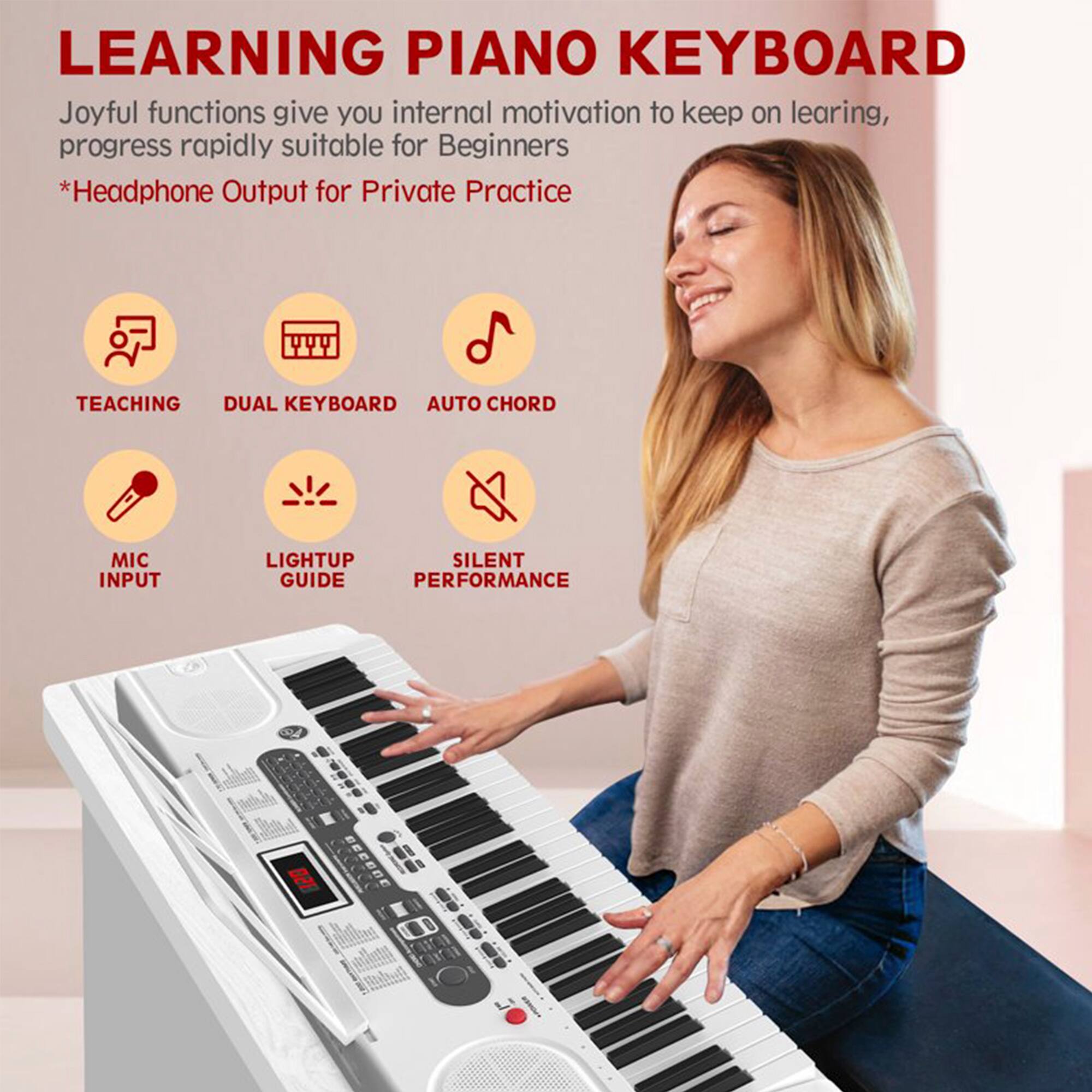 Sugift 61 Keys Keyboard Piano, Electric Digital Piano Set with Stand ...