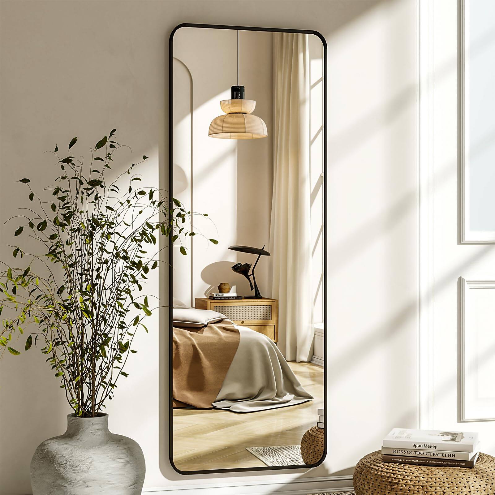 Comfort Essence 56"x21" Floor Full Length Mirror Standing Body Rounded ...