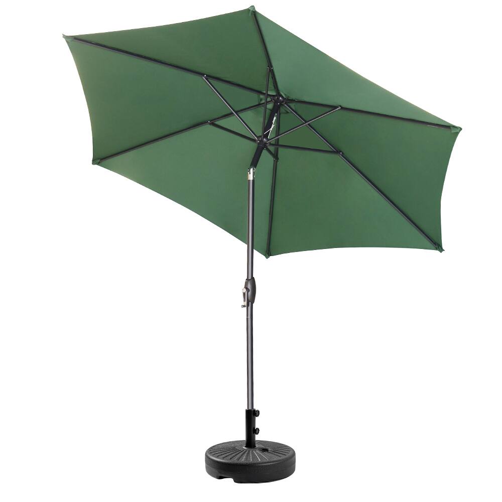 Ainfox 9ft Patio Umbrella With Round umbrella base Green BBS028GN003 ...