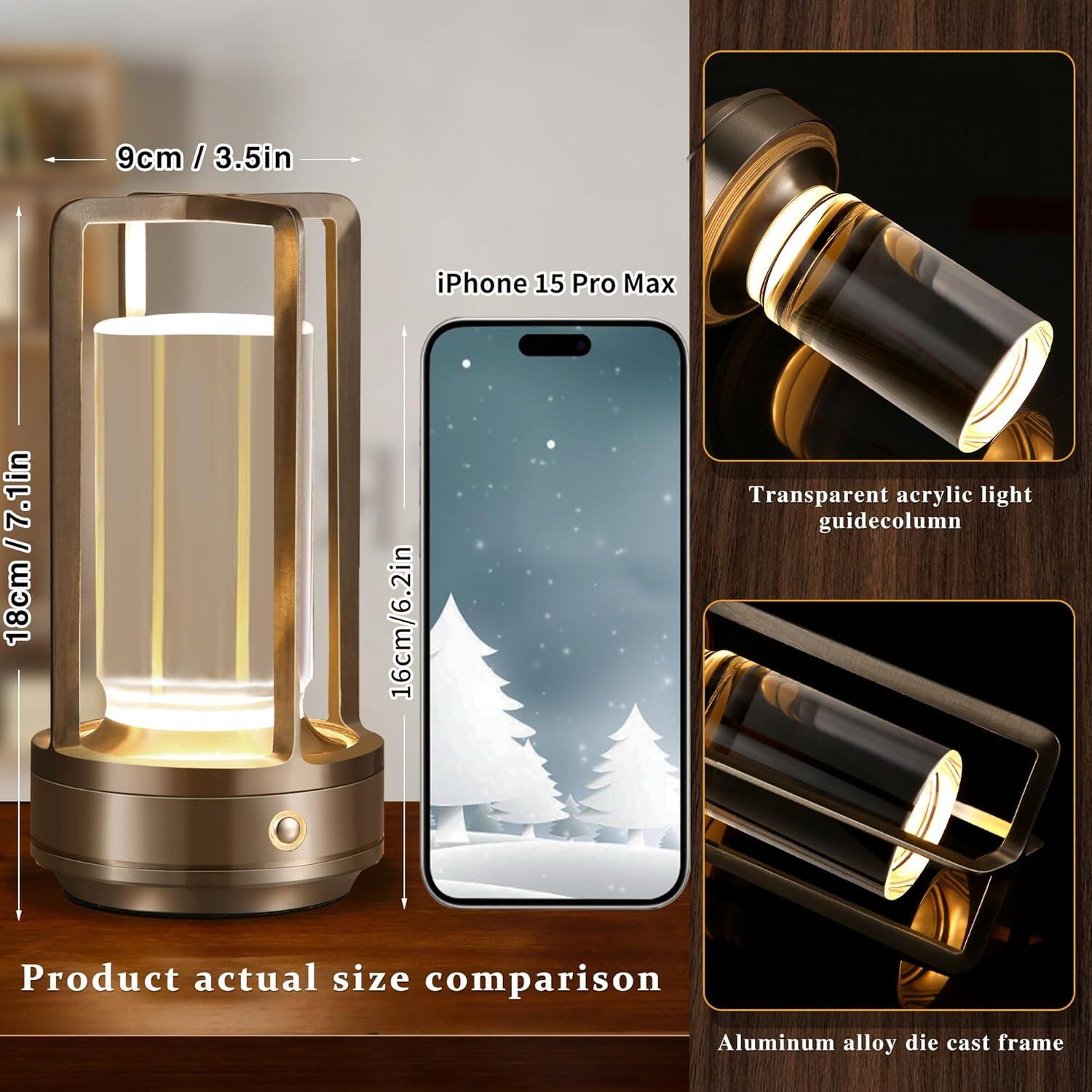 Stamp n Camp Portable Metal Table Lamp Cordless Table Lamp Battery ...