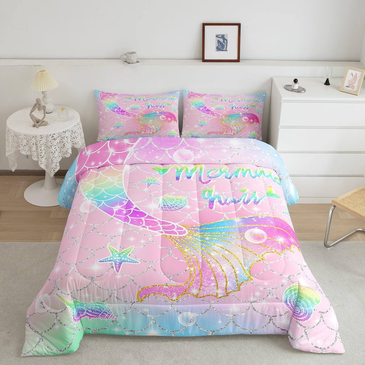 Reds Spade Mermaid Comforter Set Size For Tail Printed Bedding Cute ...