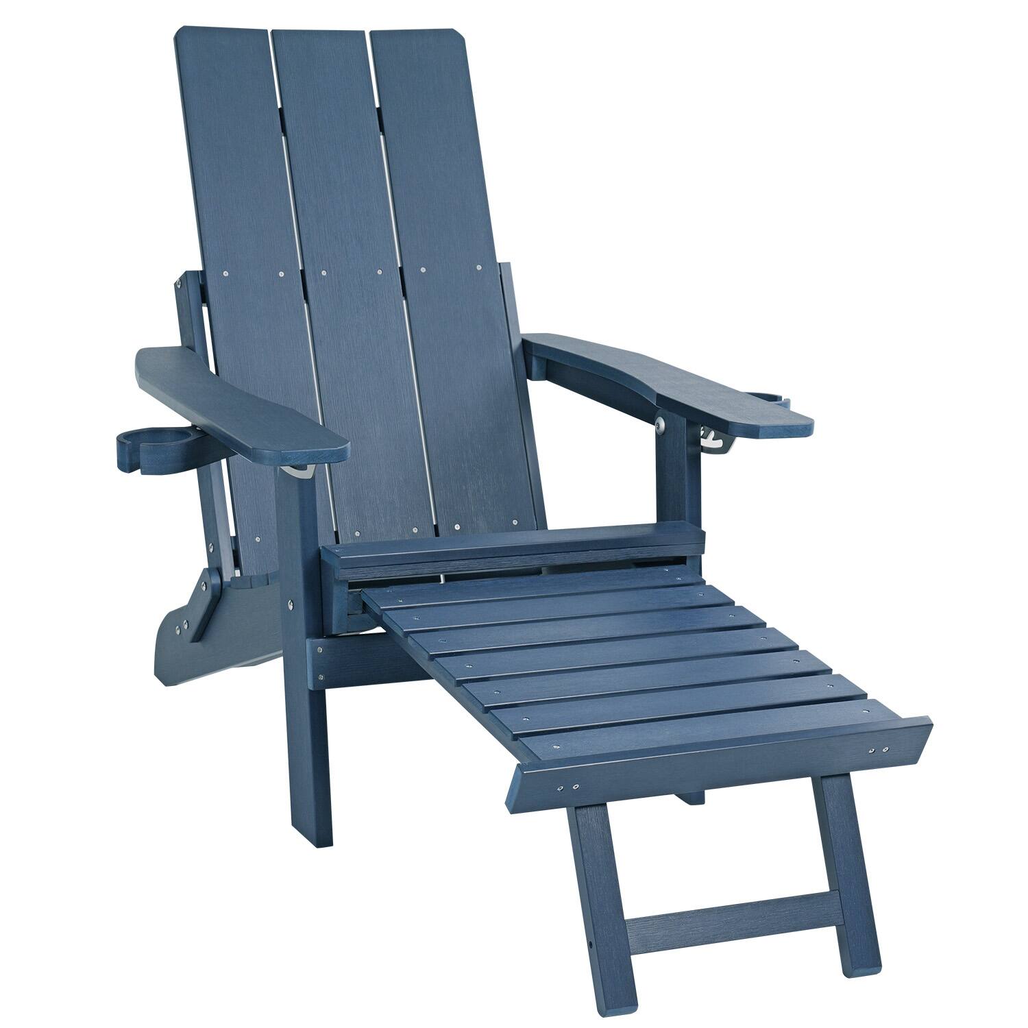Fortune Candy Folding Adirondack Chair w/Cupholders, Ottoman & Cushion ...