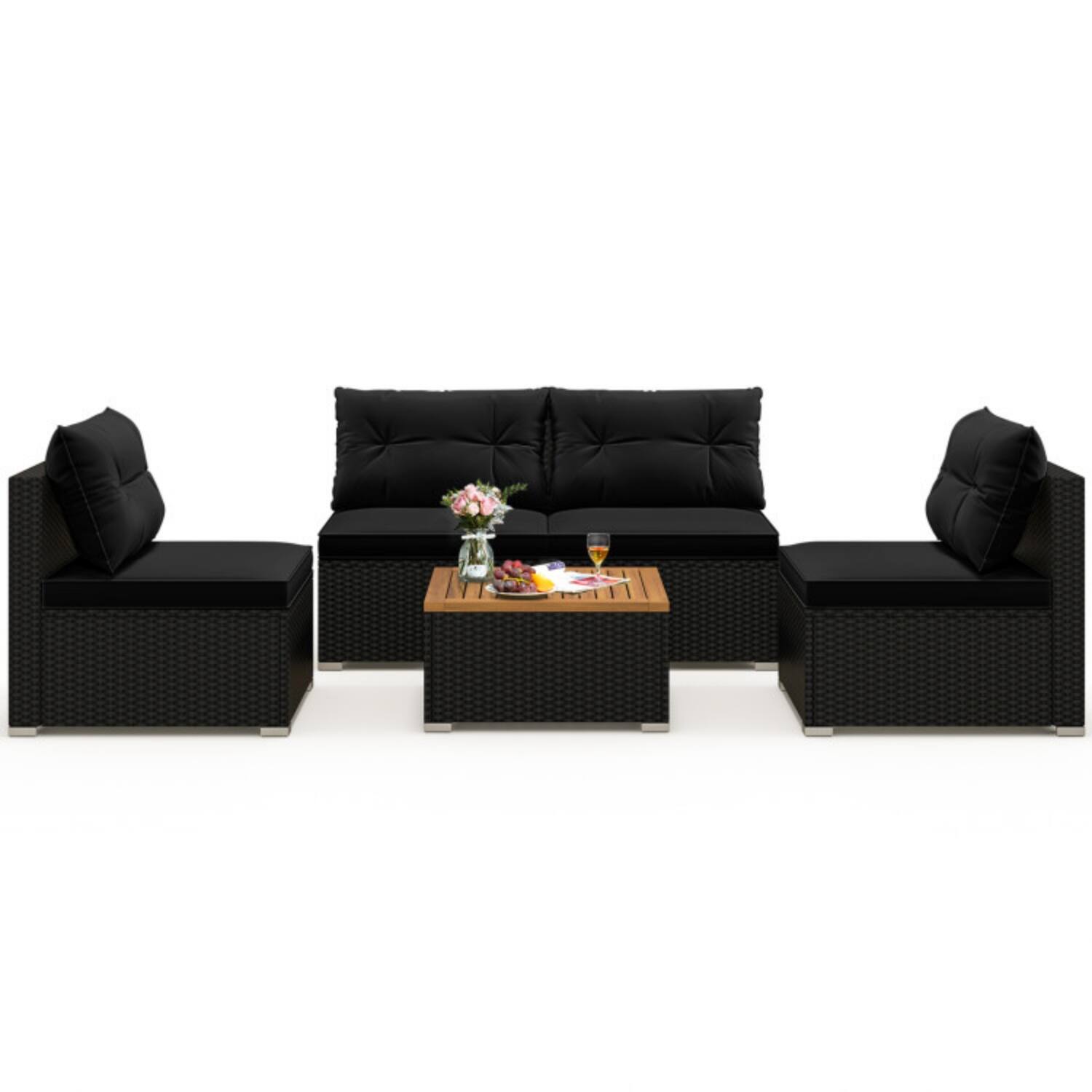 Mondawe 27 x 25 x 25 IN Freestanding Outdoor Patio Sofa Set with 4 ...