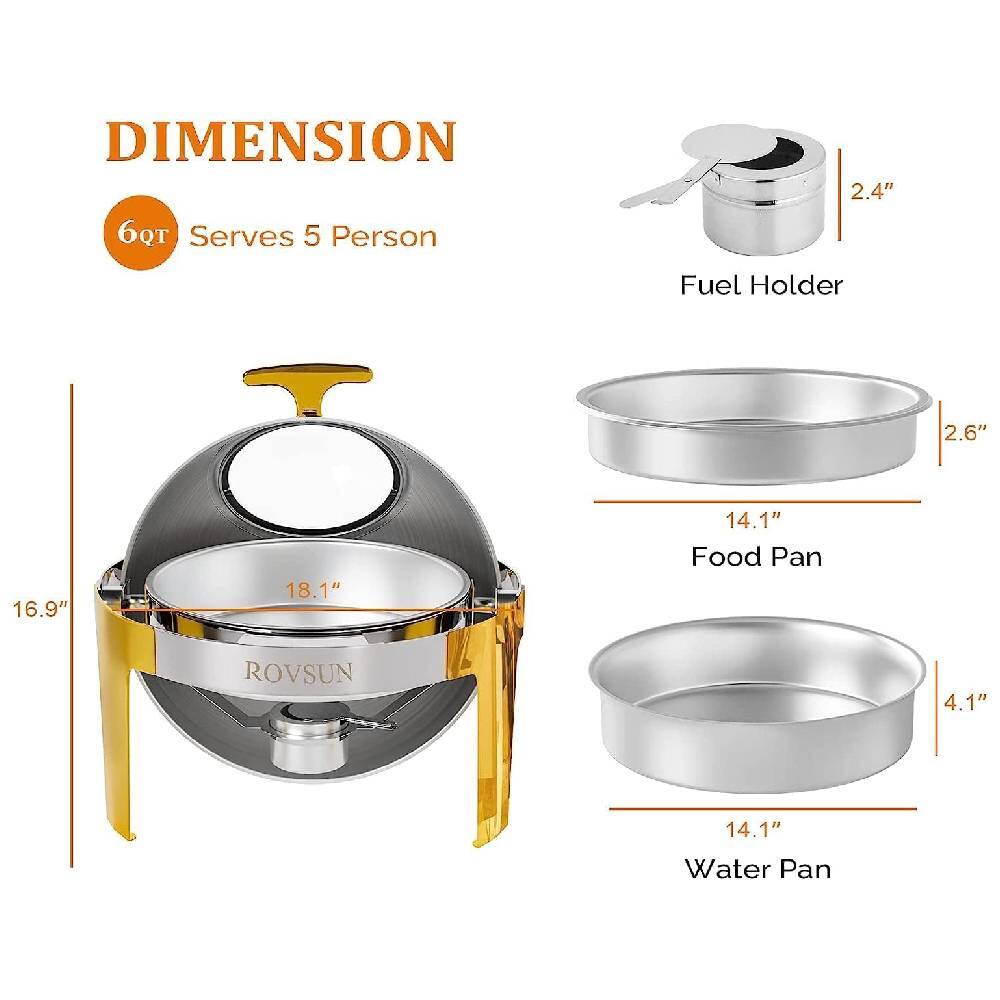 DIMENSION 6qt Serves 5 Person Fuel Holder: 2.4" Food Pan: 14.1" Water ...