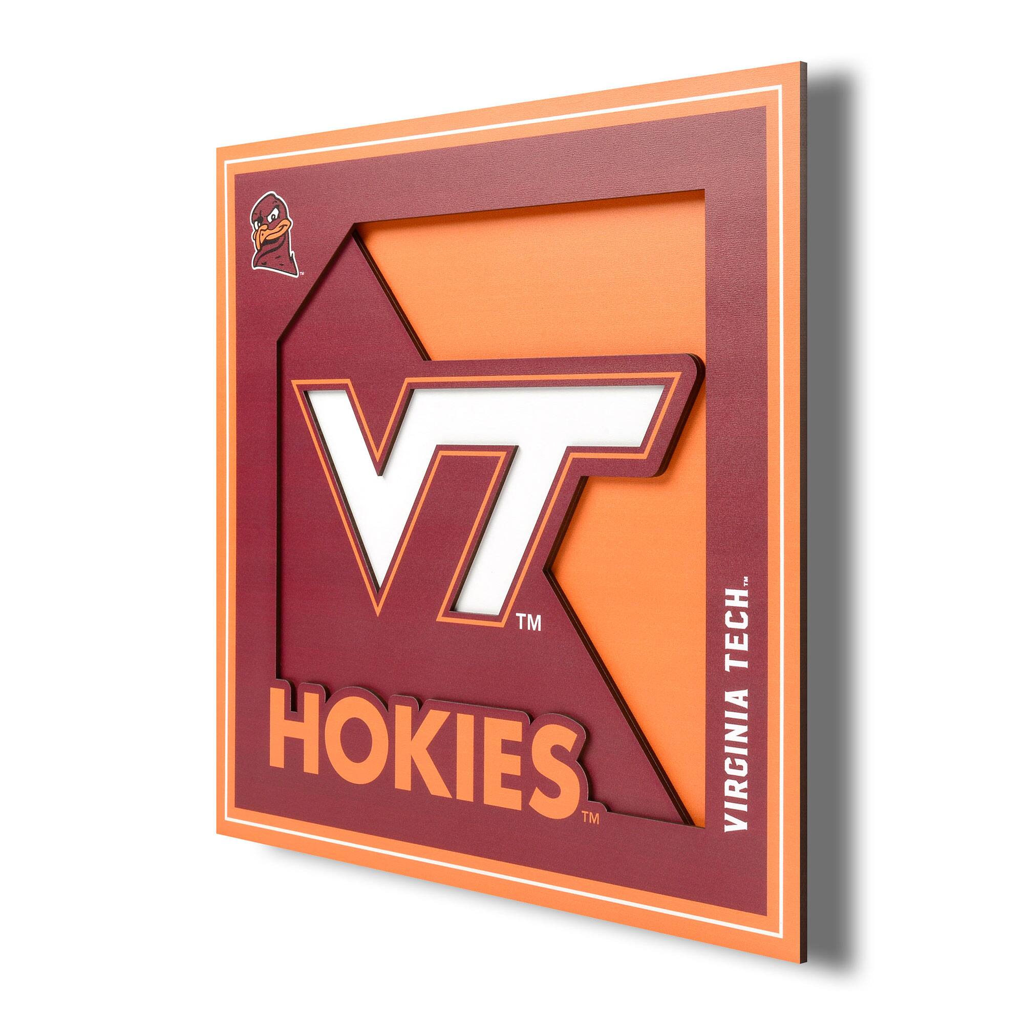 YouTheFan Virginia Tech Hokies 12'' x 12'' 3D Logo Wall Art Multicolor ...