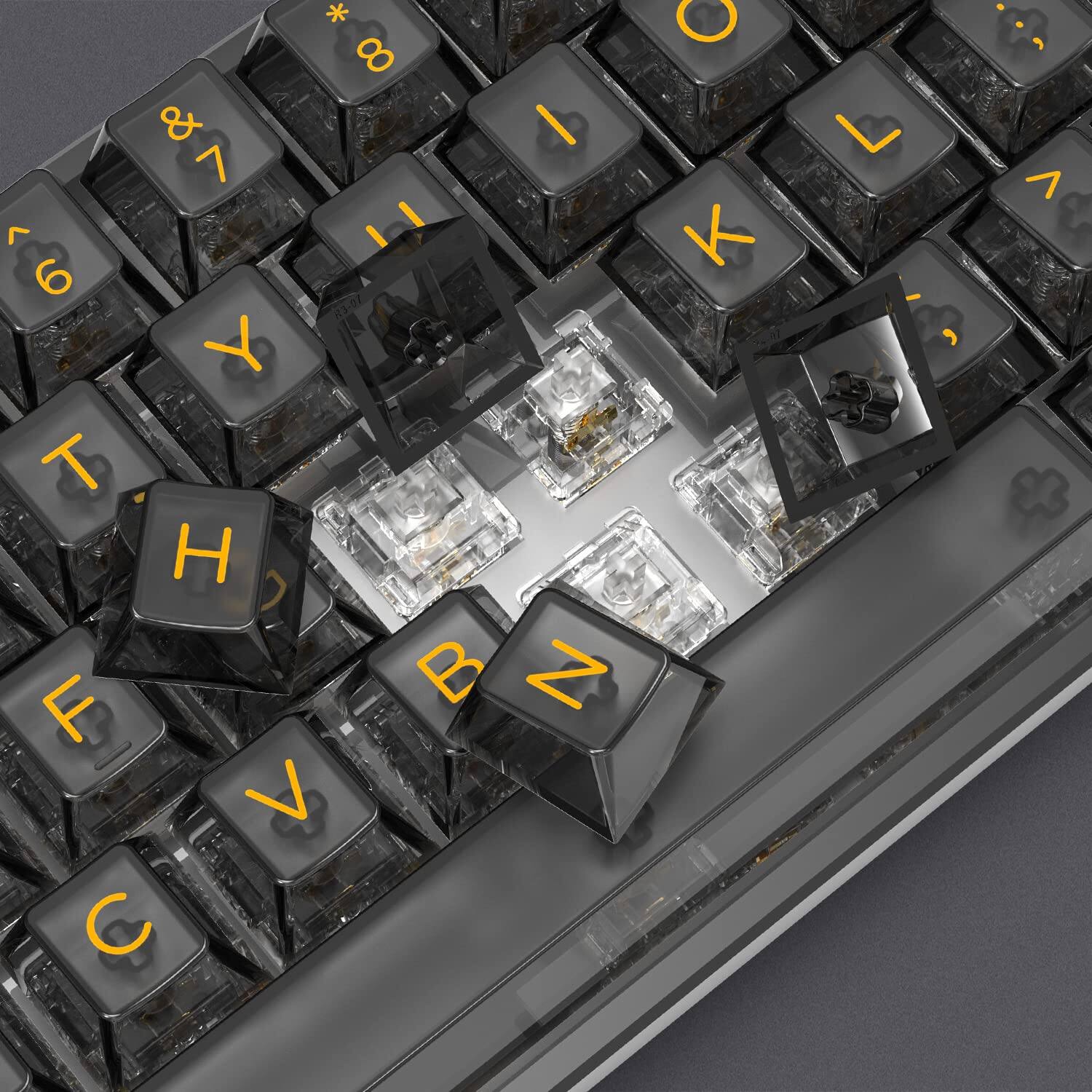 Stamp n Camp Black Clear Keycaps Transparent 60 75 100 Percent Ceramic ...