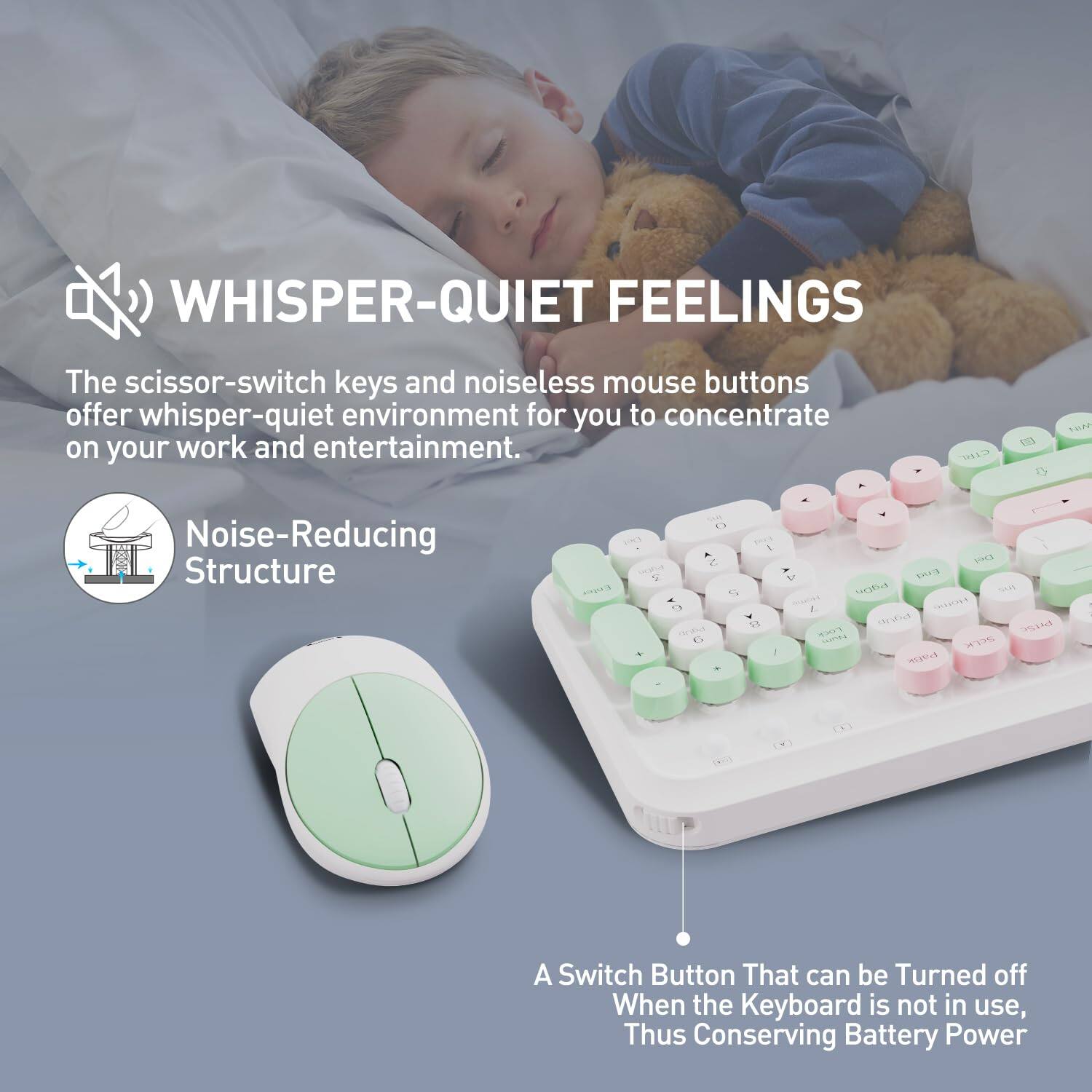 Comfort Essence Wireless Keyboards Mouse Combos Colorful Cute ...